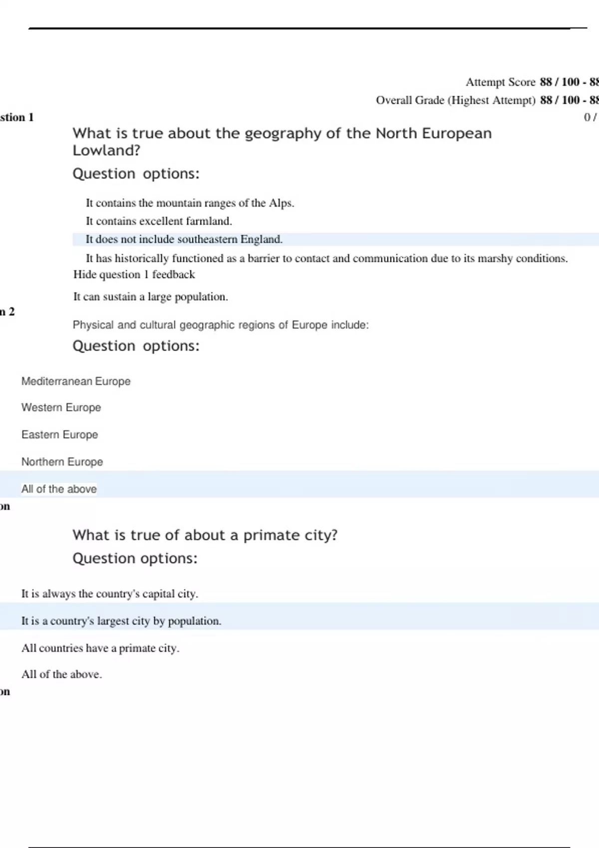 GEOG101 - Introduction to Geography; Week 2 Quiz; Answered Spring 2025/26. - GEOG101 ...