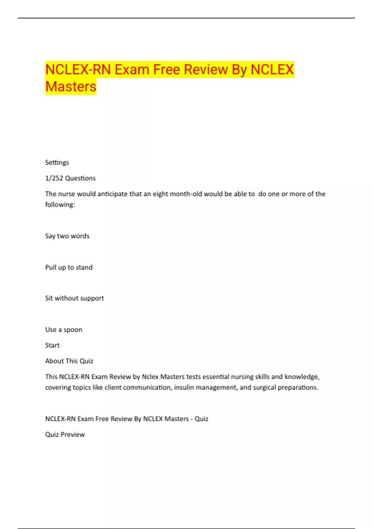 NCLEX-RN Exam Free Review | By NCLEX Masters | Comprehensive Practice ...