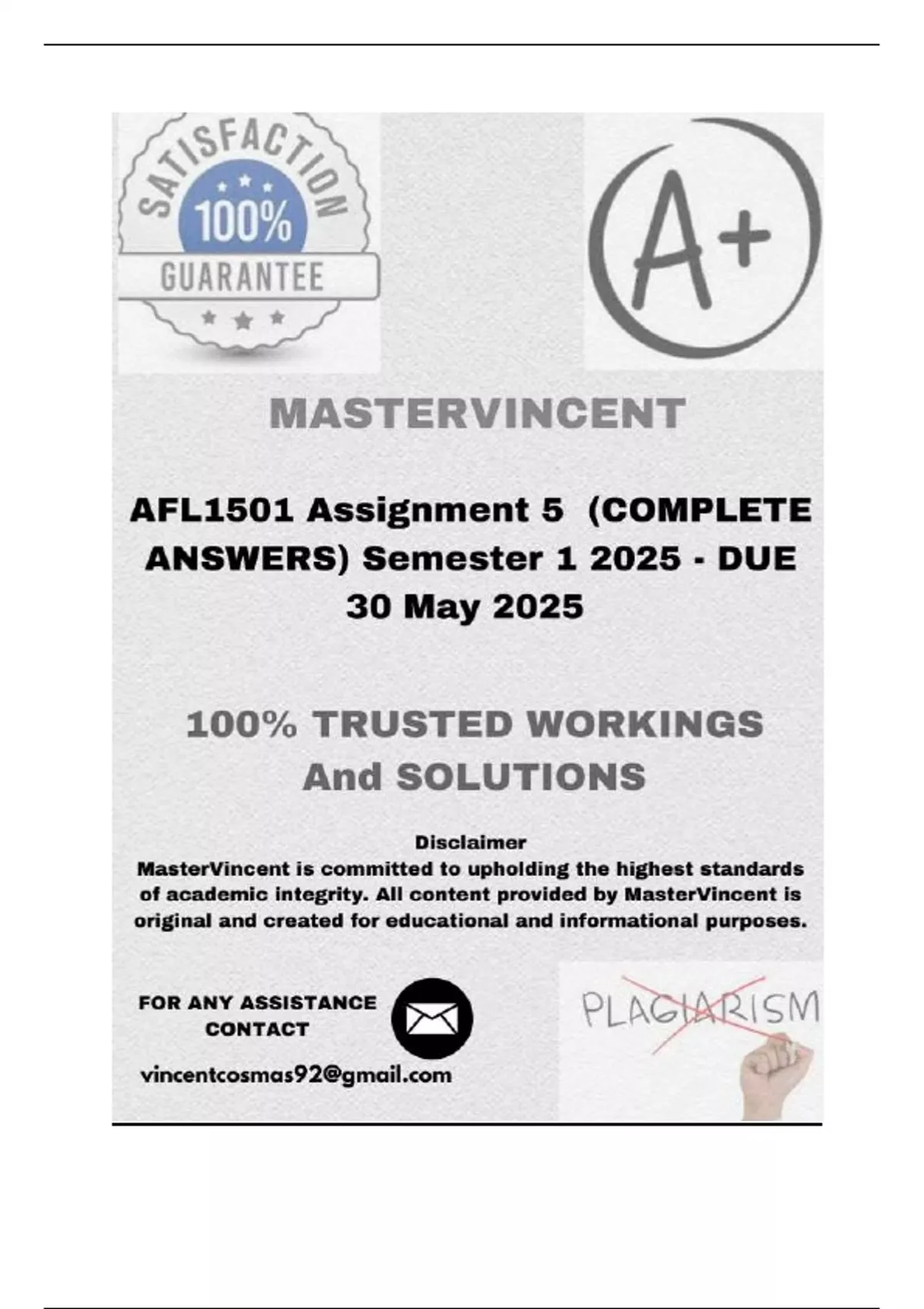 Afl1501 Assignment 5 Portfolio Complete Answers Semester 1 2025 Due