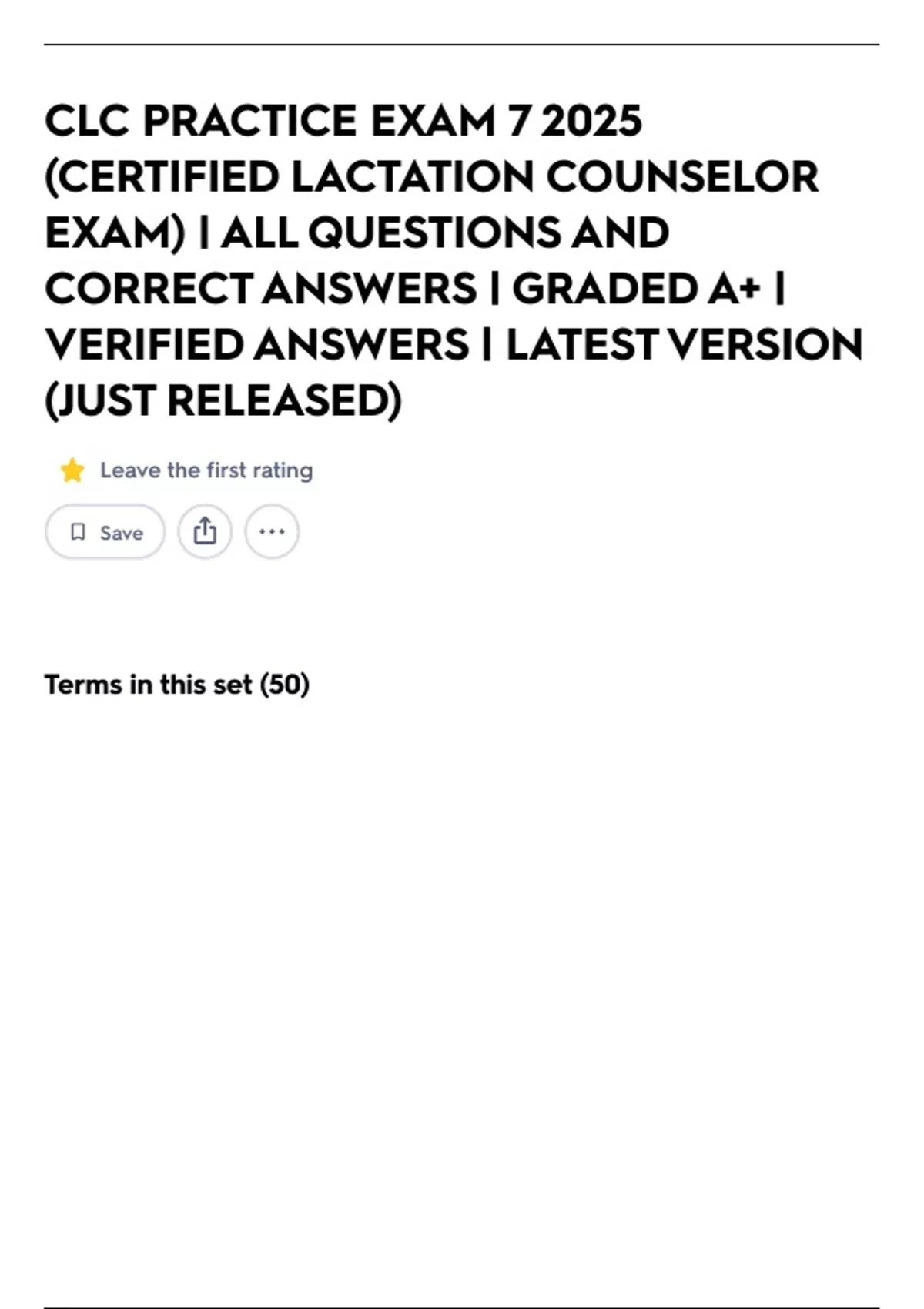 CLC PRACTICE EXAM 7 2025 (CERTIFIED LACTATION COUNSELOR EXAM) | ALL QUESTIONS AND CORRECT ...