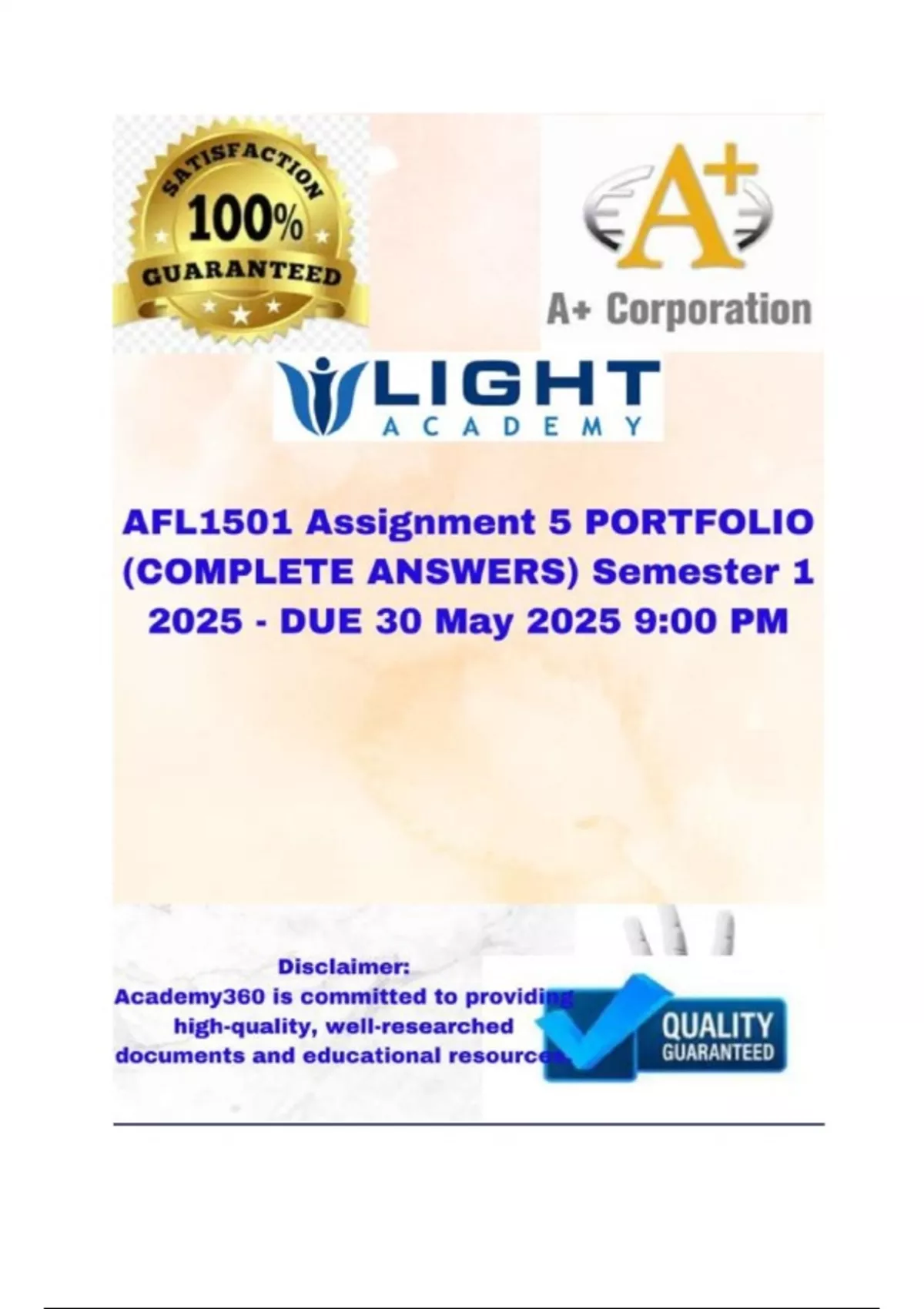 AFL1501 Assignment 5 PORTFOLIO (COMPLETE ANSWERS) Semester 1 2025 - DUE ...
