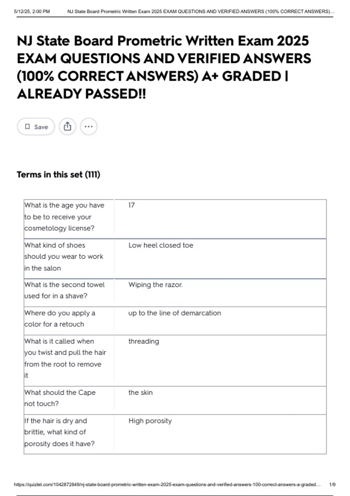 NJ State Board Prometric Written Exam 2025 EXAM QUESTIONS AND VERIFIED ...