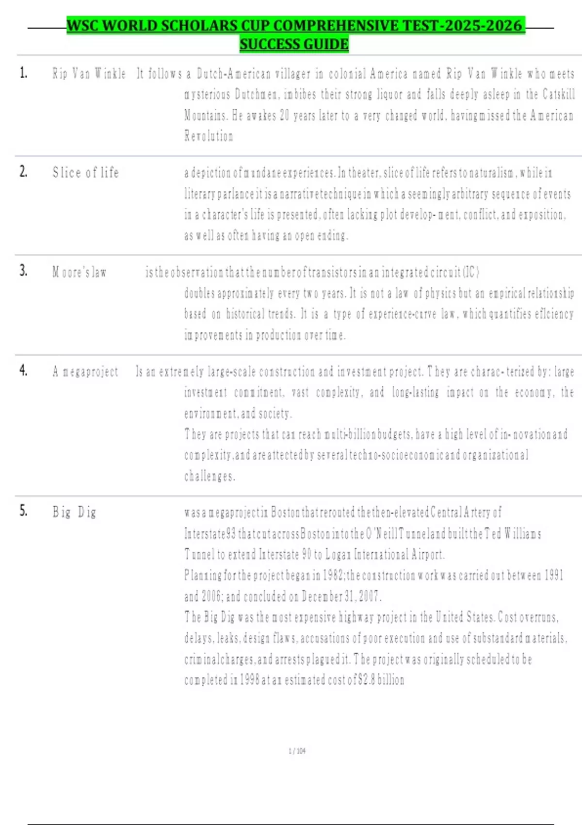 WSC WORLD SCHOLARS CUP COMPREHENSIVE TEST- SUCCESS GUIDE - WSC WORLD ...