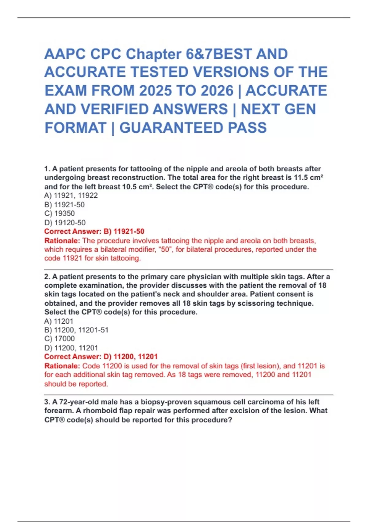 AAPC CPC Chapter 6&7BEST AND ACCURATE TESTED VERSIONS OF THE EXAM FROM ...