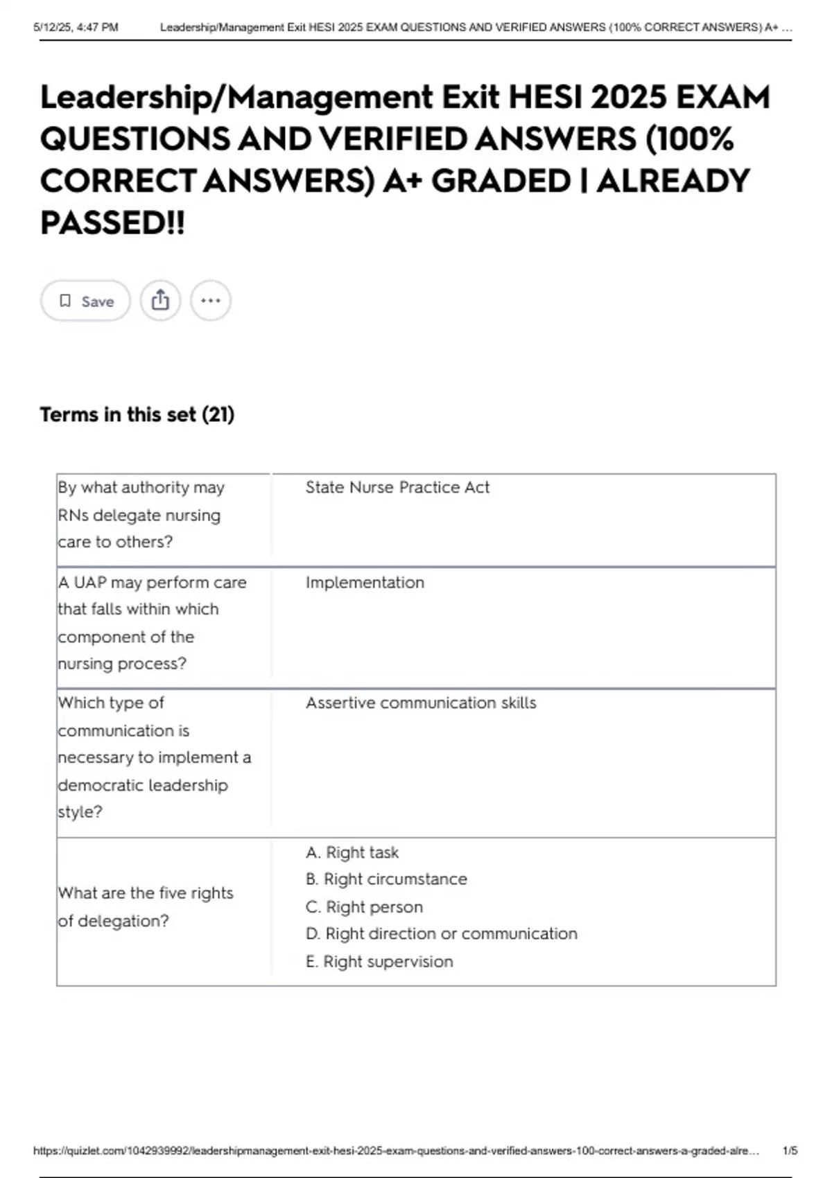 Leadership/Management Exit HESI 2025 EXAM QUESTIONS AND VERIFIED ...