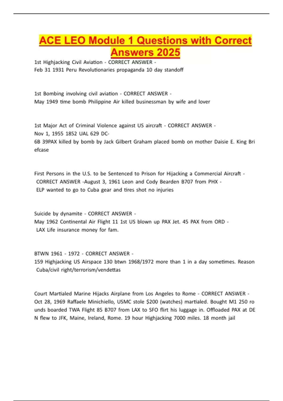 ACE LEO Module 1 Questions with Correct Answers 2025 - AAAE ACE - Stuvia US