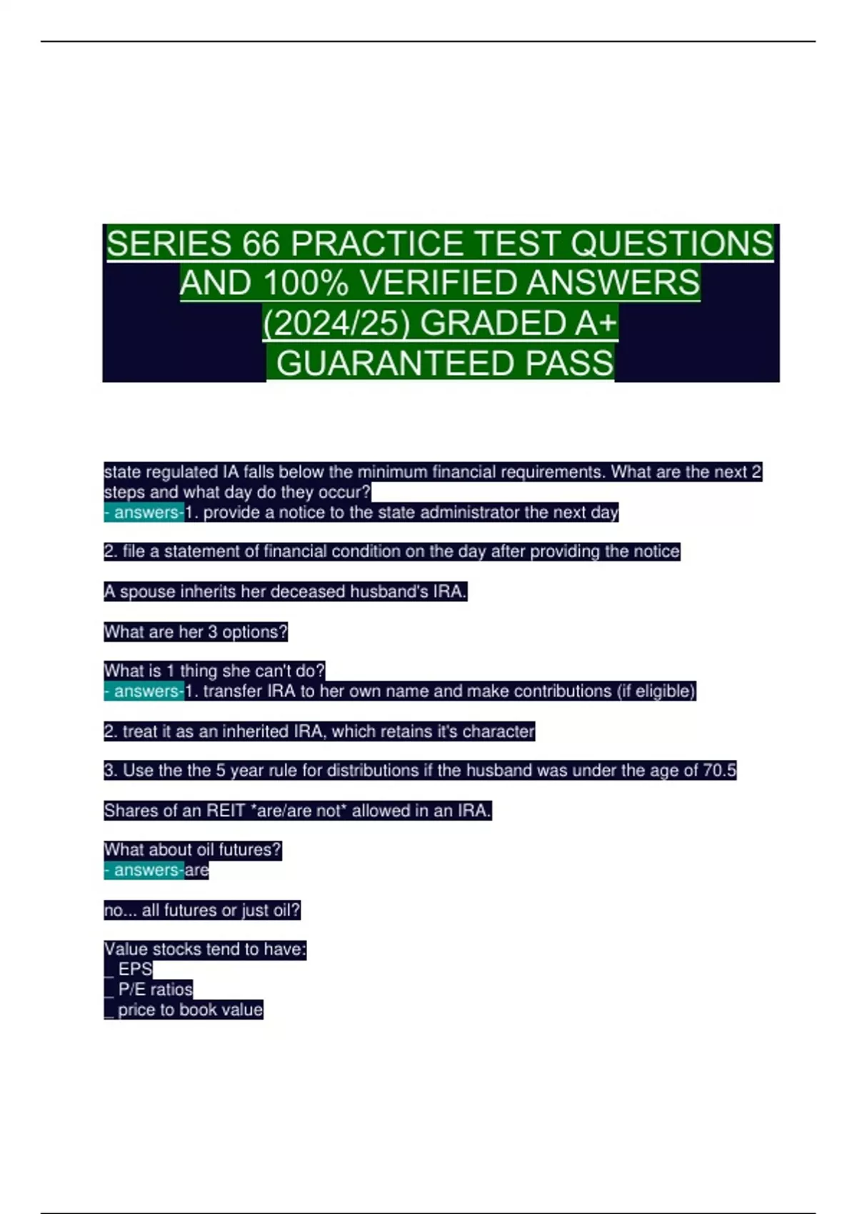 Series 66 Exam Prep 2025: Practice Questions & Answers – NASAA-Aligned ...