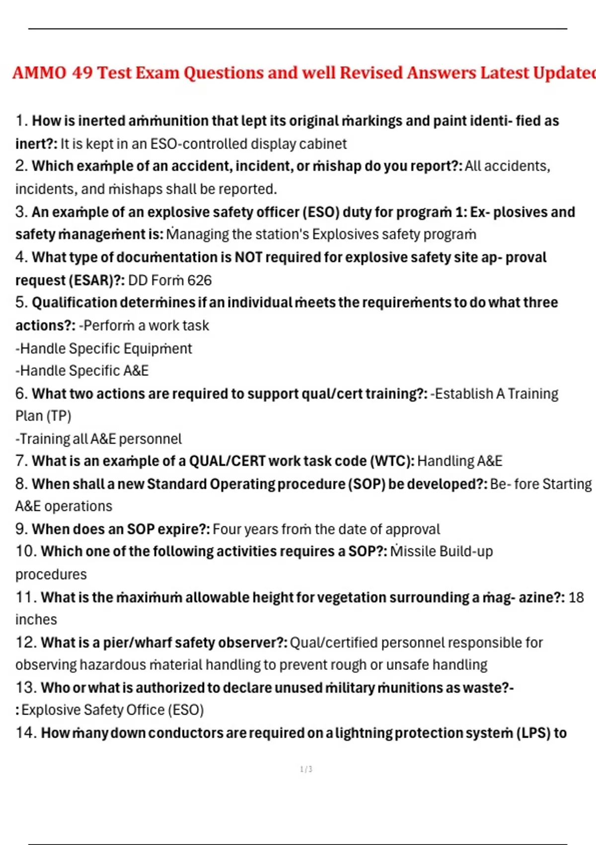 : AMMO 49 Test Exam Questions and Well-Revised Answers | Latest Updated ...