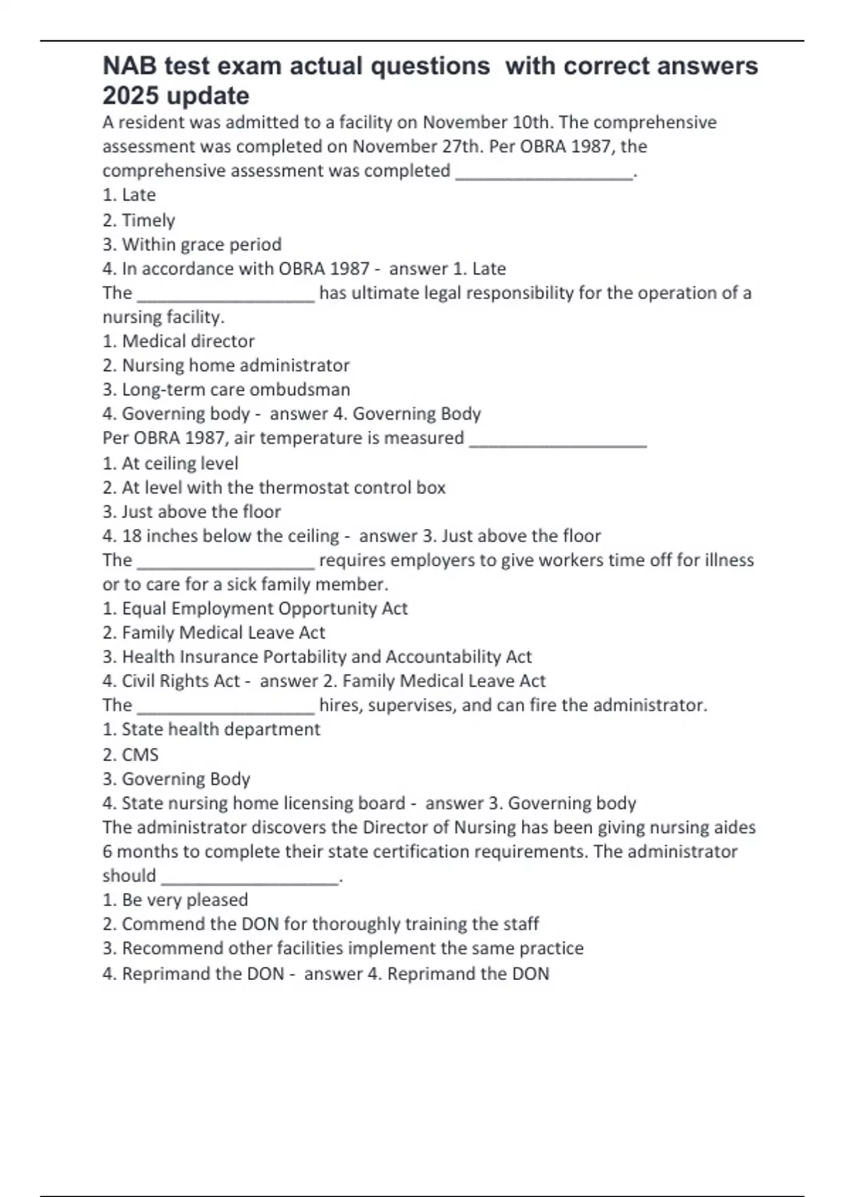 NAB test exam actual questions with correct answers 2025 update - Nab ...