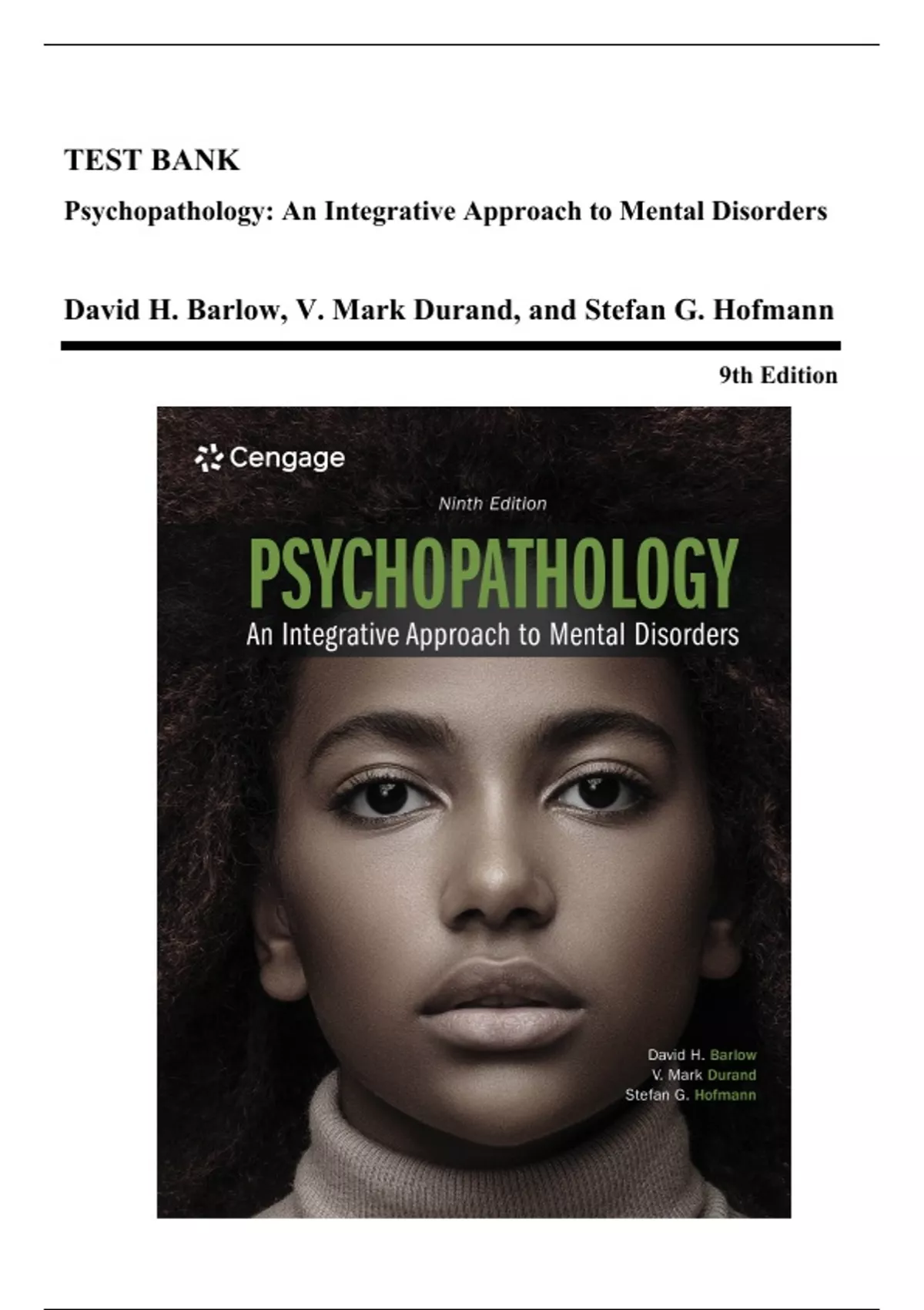 Test Bank - Psychopathology: An Integrative Approach to Mental ...