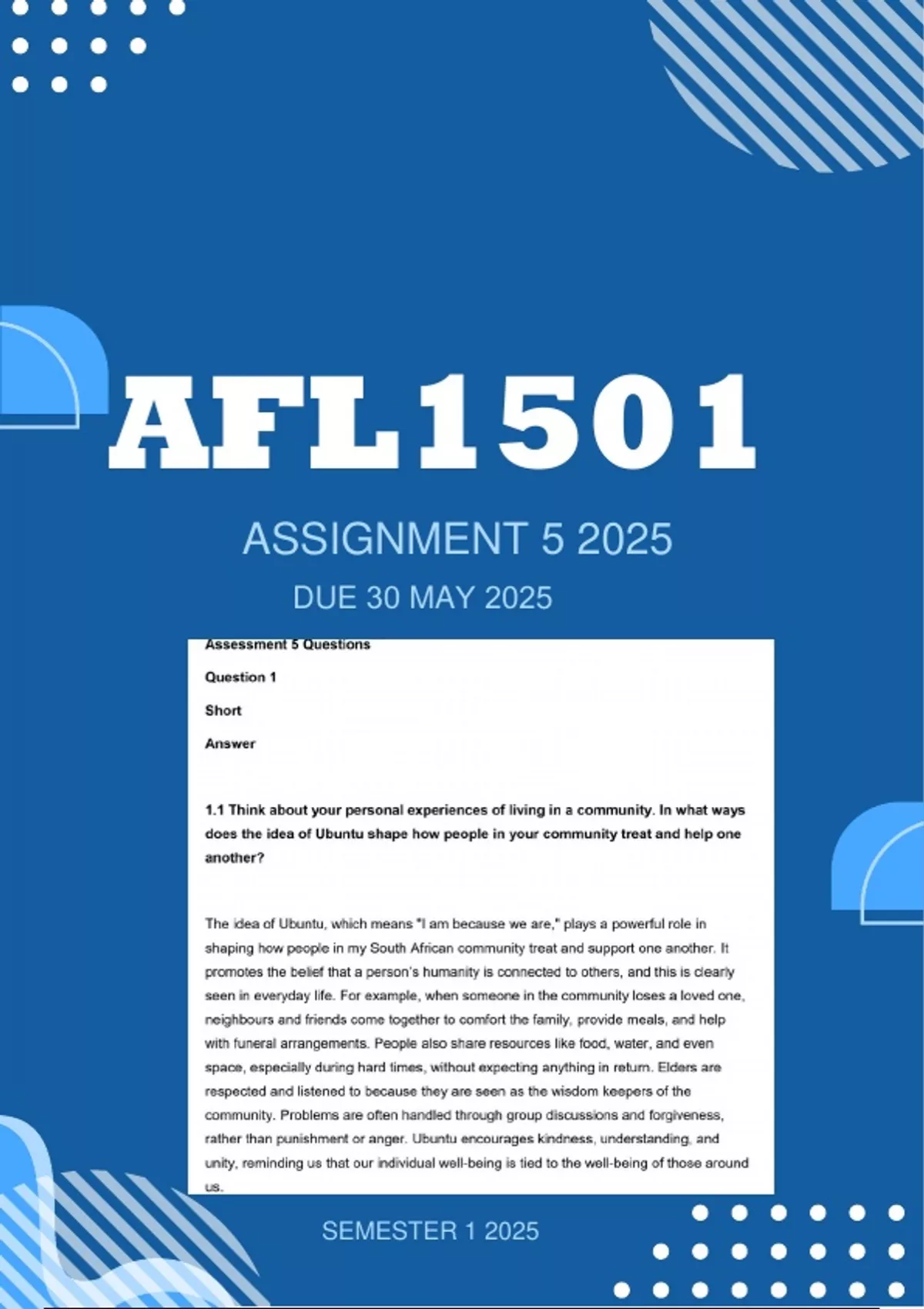 AFL1501 Assignment 5 Portfolio 2025 - Due 30 May 2025 - Language ...