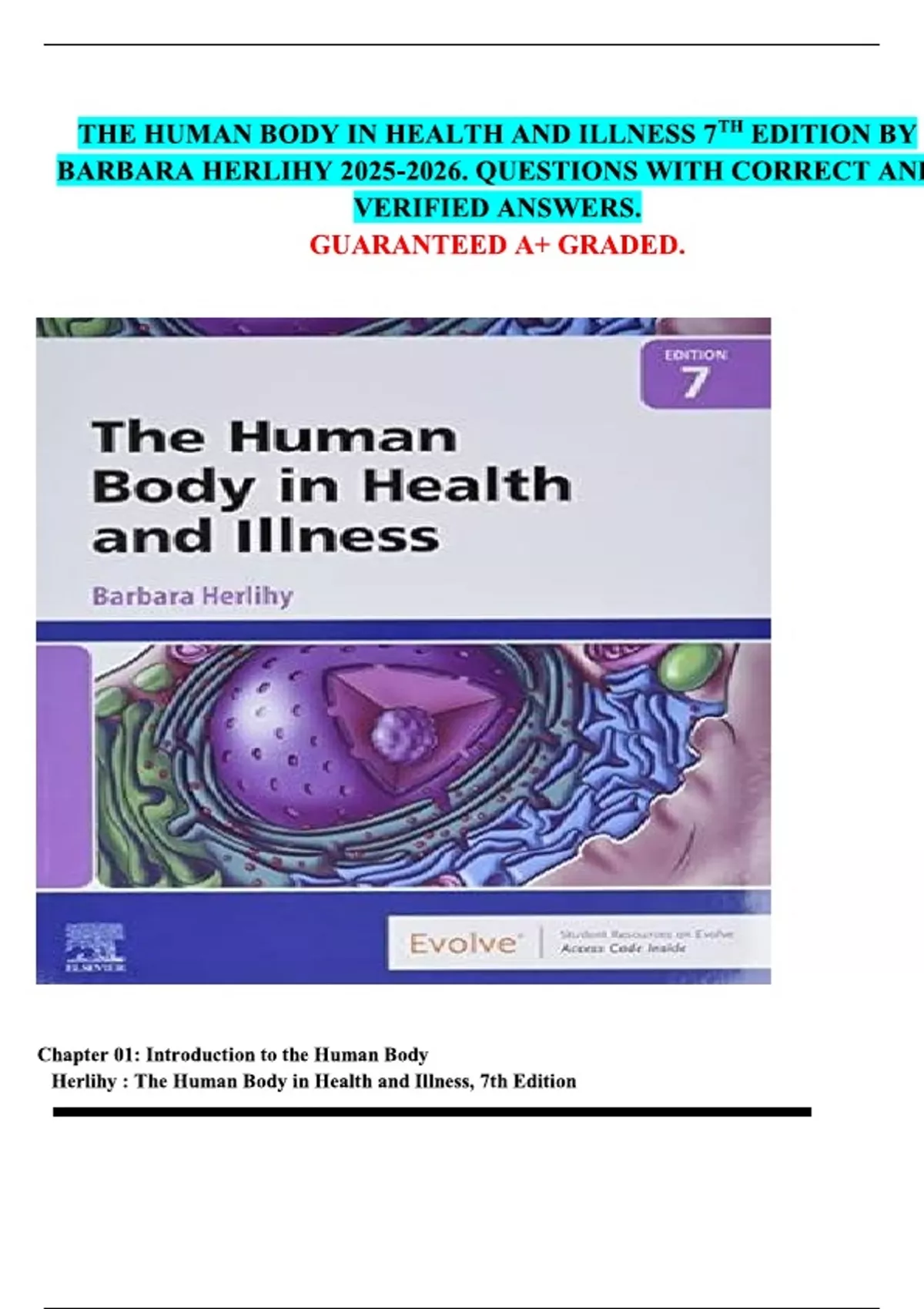 THE HUMAN BODY IN HEALTH AND ILLNESS 7TH EDITION BY BARBARA HERLIHY ...