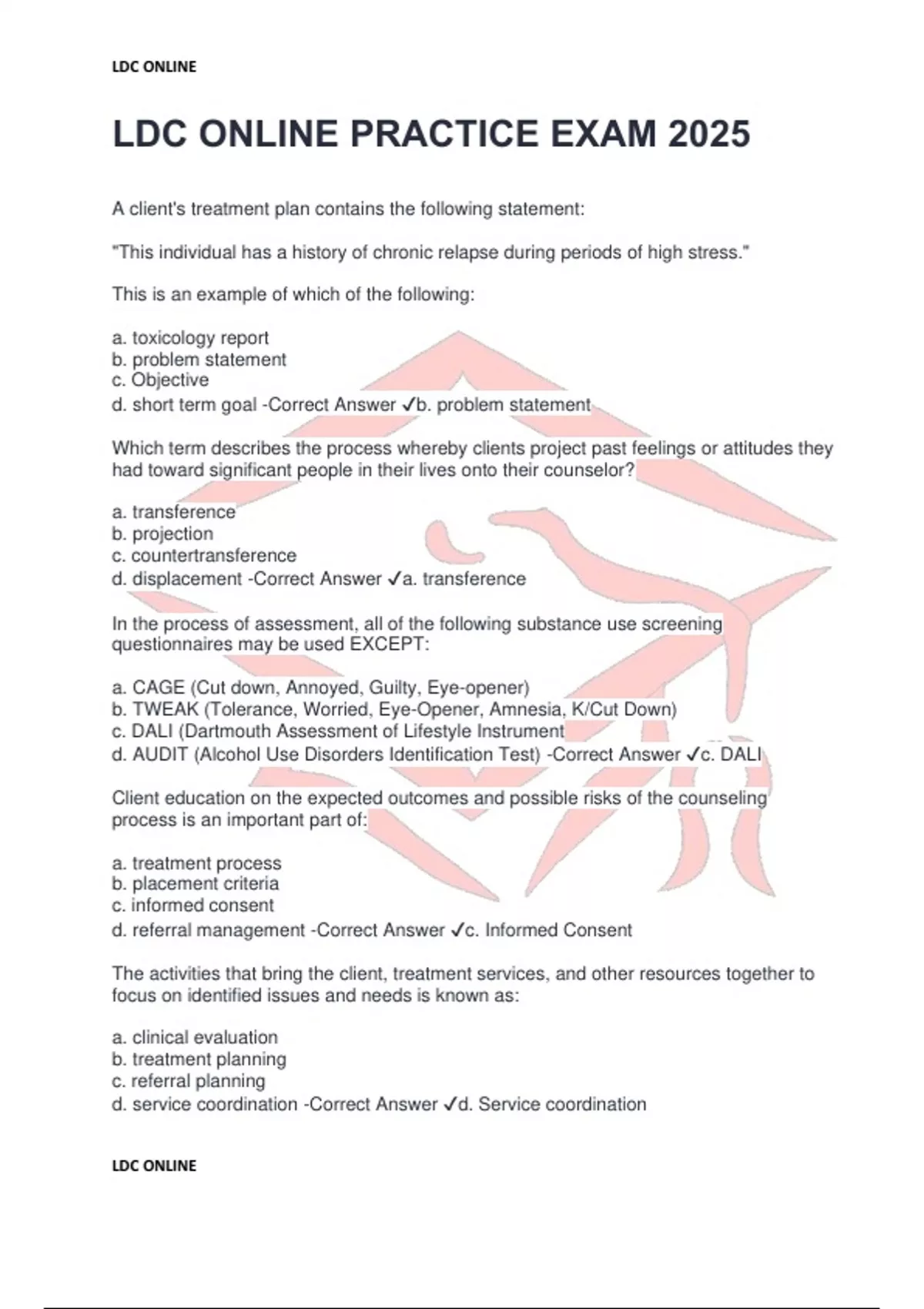 LDC ONLINE PRACTICE EXAM 2025 - LDC ONLINE - Stuvia US