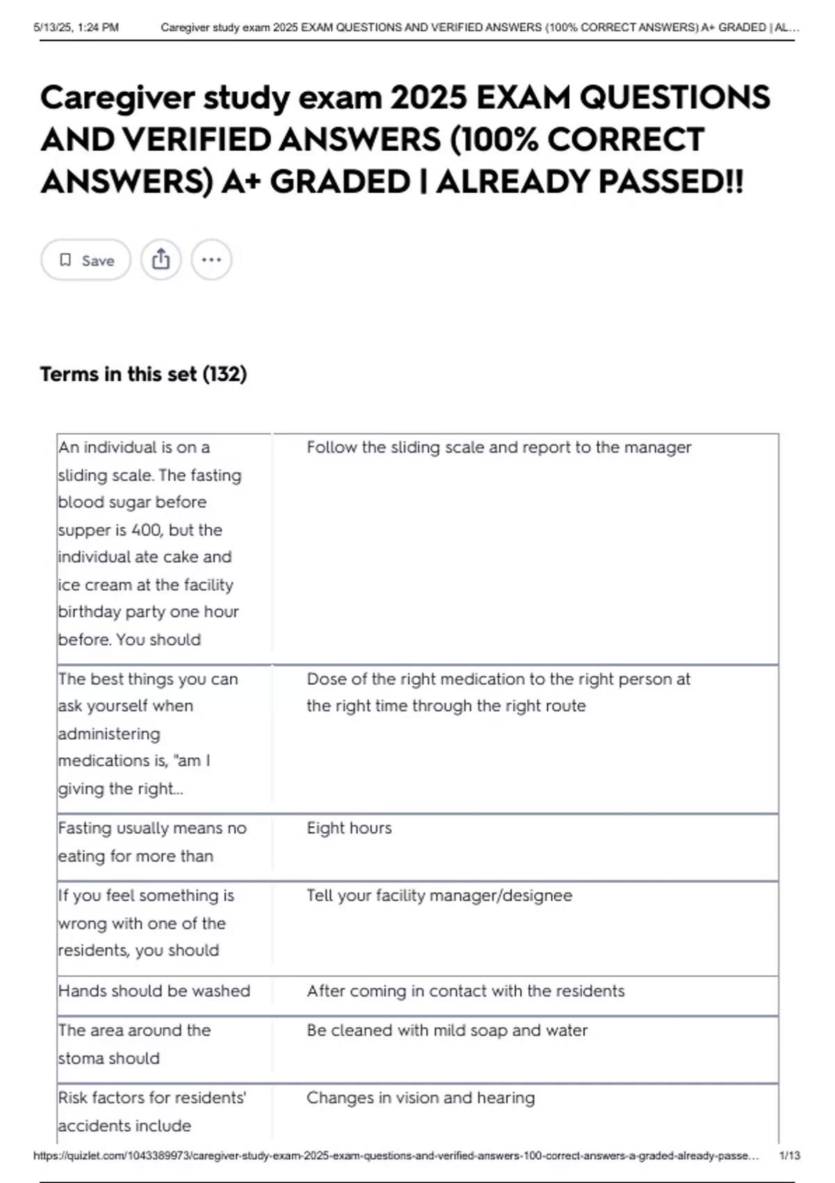 Caregiver study exam 2025 EXAM QUESTIONS AND VERIFIED ANSWERS (100% ...