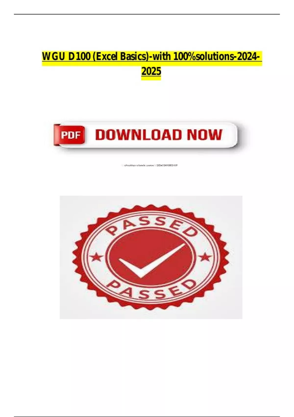 WGU D100 (Excel Basics)-with 100%solutions- - Wgu d100 - Stuvia US