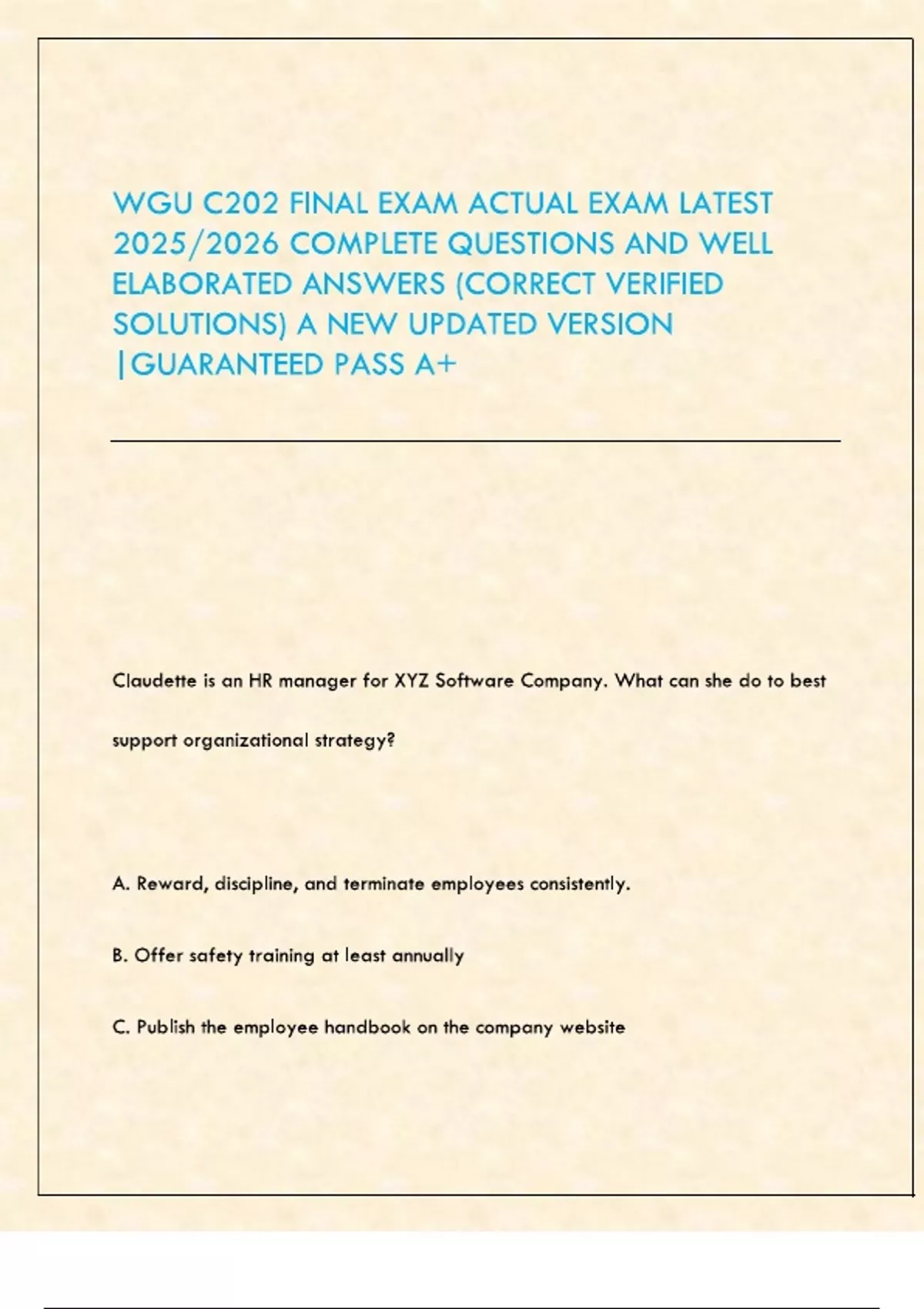 WGU C202 FINAL EXAM ACTUAL EXAM LATEST 2025 - WGU C202 , - Stuvia US