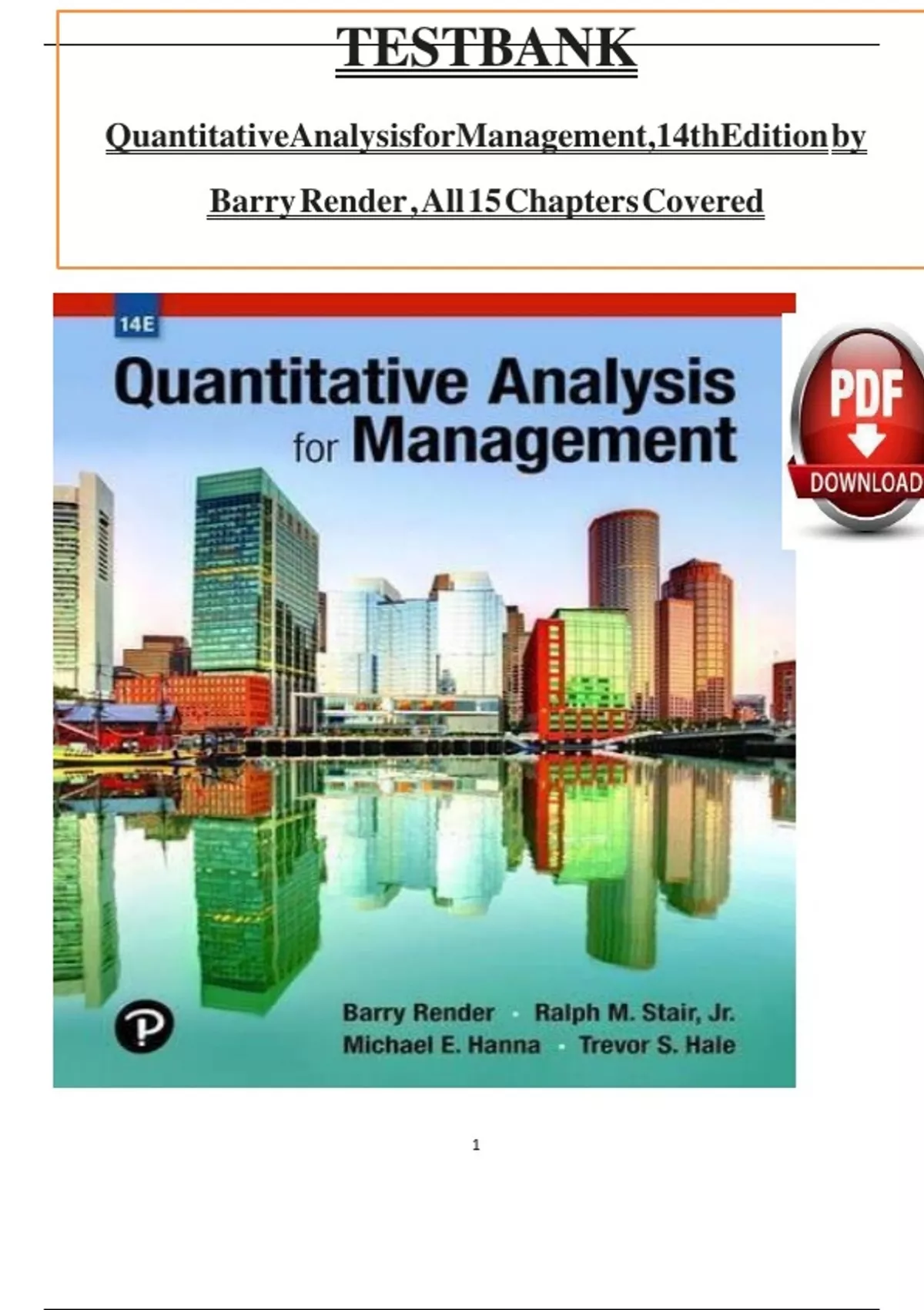 Test bank for Quantitative Analysis for Management 14th Edition by ...