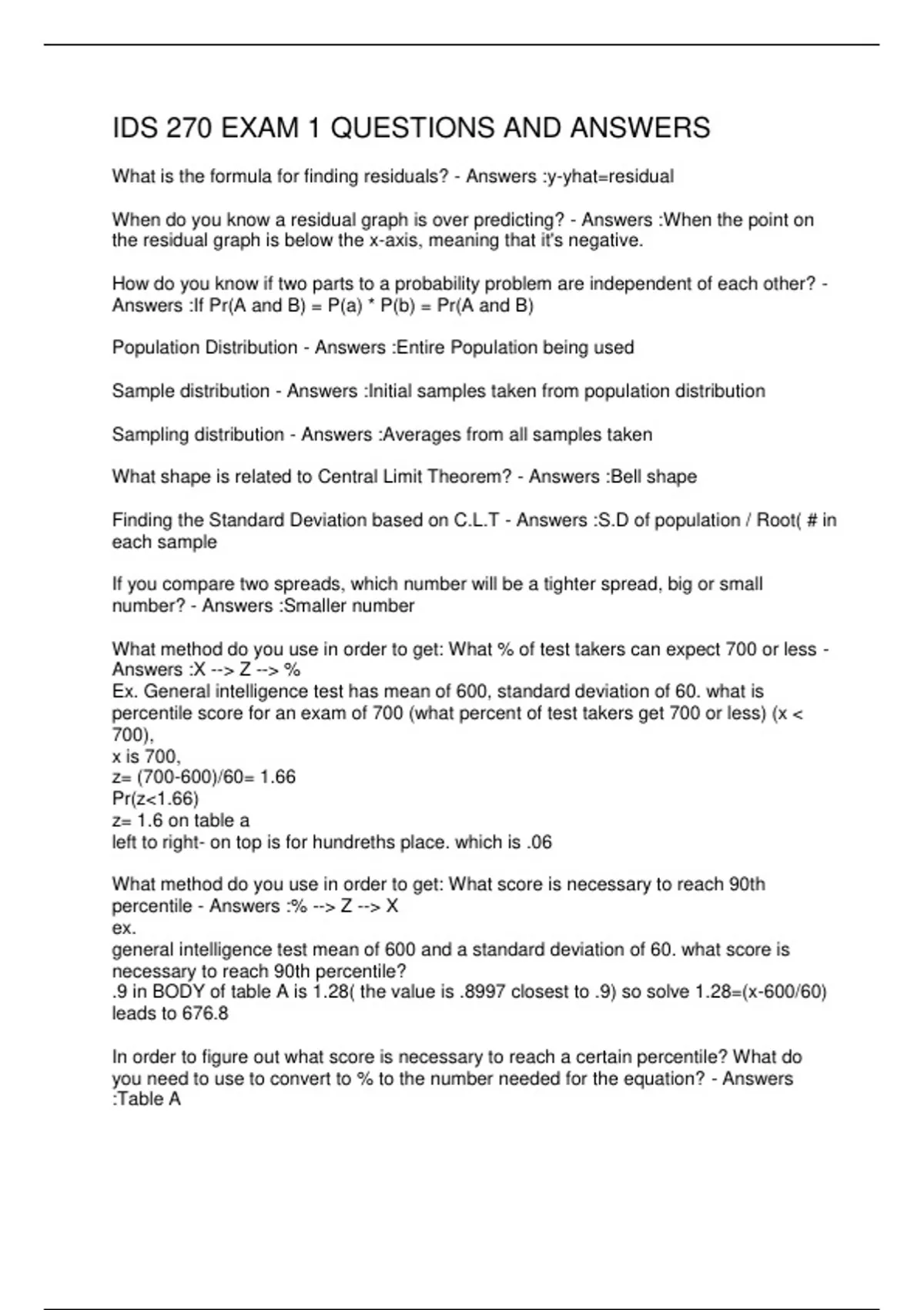 IDS 270 EXAM 1 QUESTIONS AND ANSWERS - IDS 270 - Stuvia US