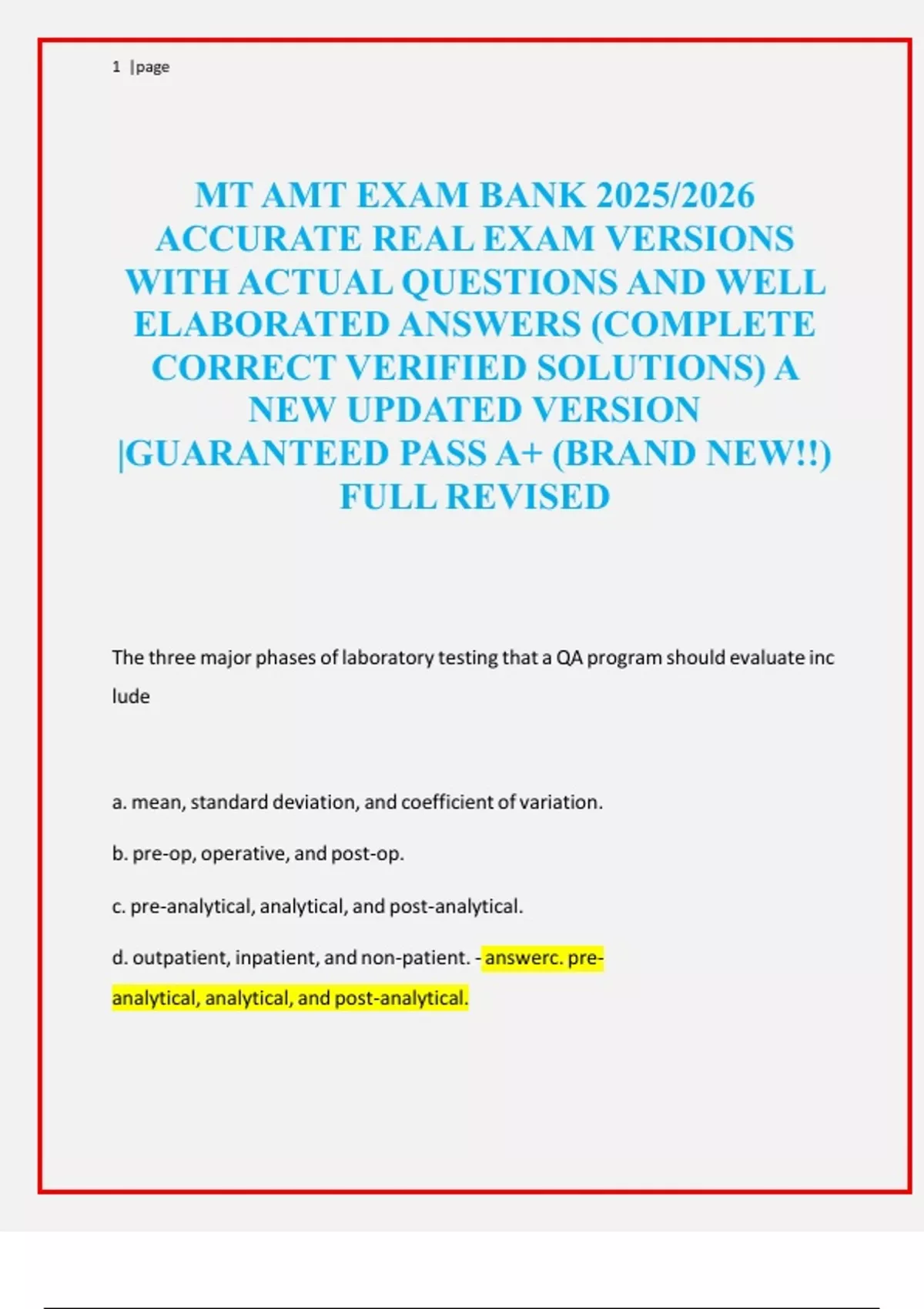 MT AMT EXAM BANK 2025/2026 ACCURATE REAL EXAM VERSIONS WITH ACTUAL ...