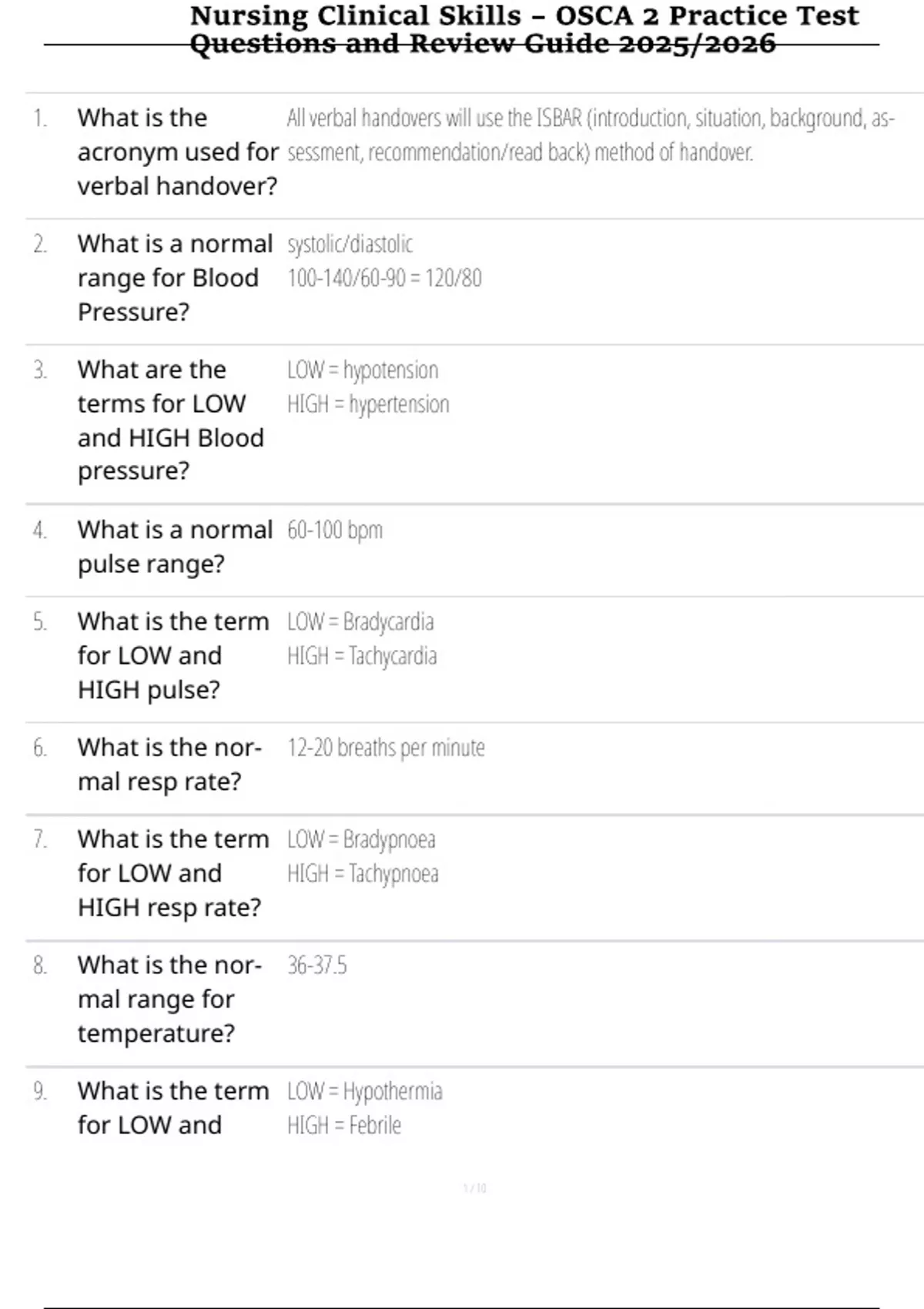 Nursing Clinical Skills – OSCA 2 Practice Test Questions and Review ...