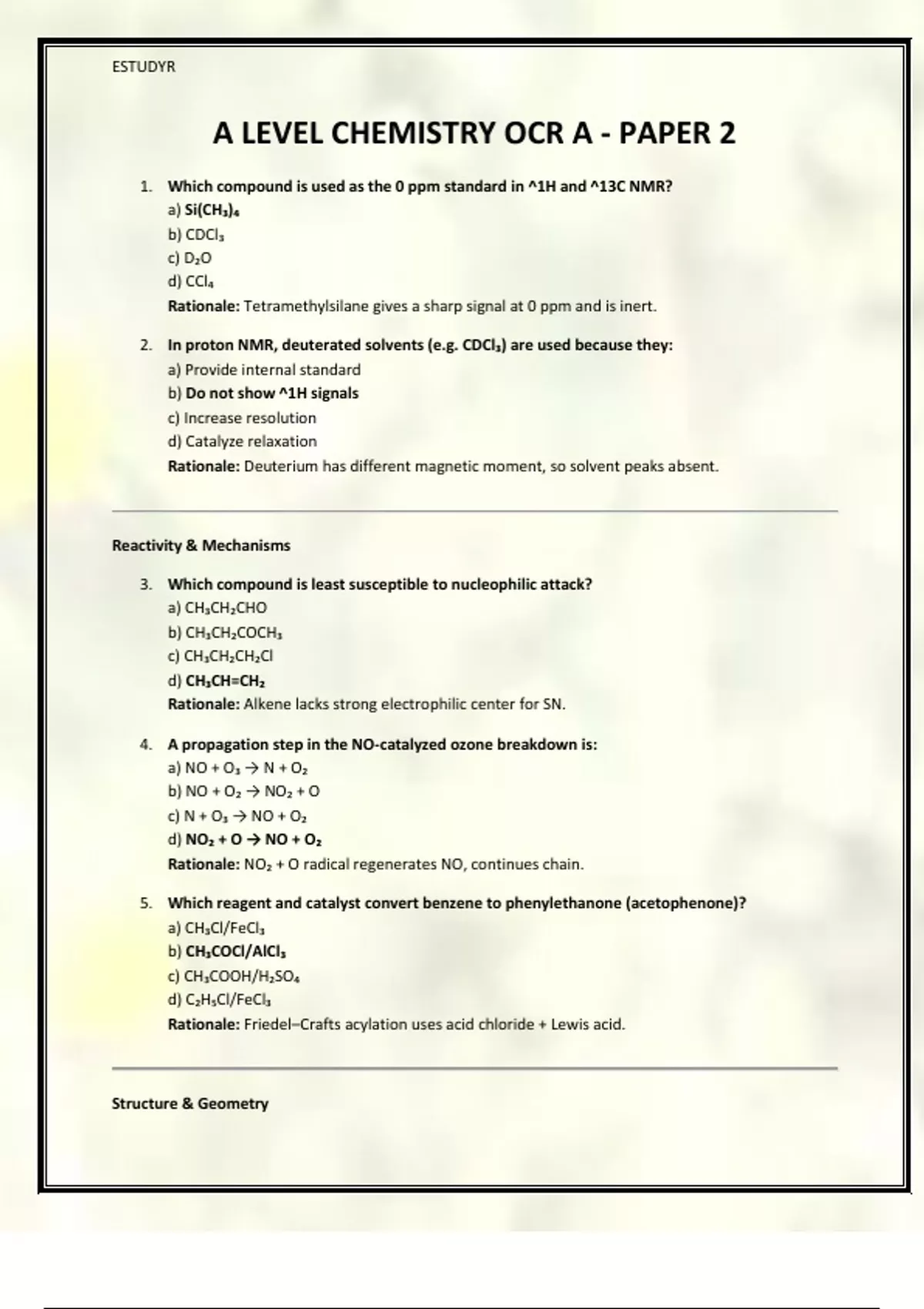 2025 A LEVEL CHEMISTRY OCR A - PAPER 2 - Chemistry - Stuvia US