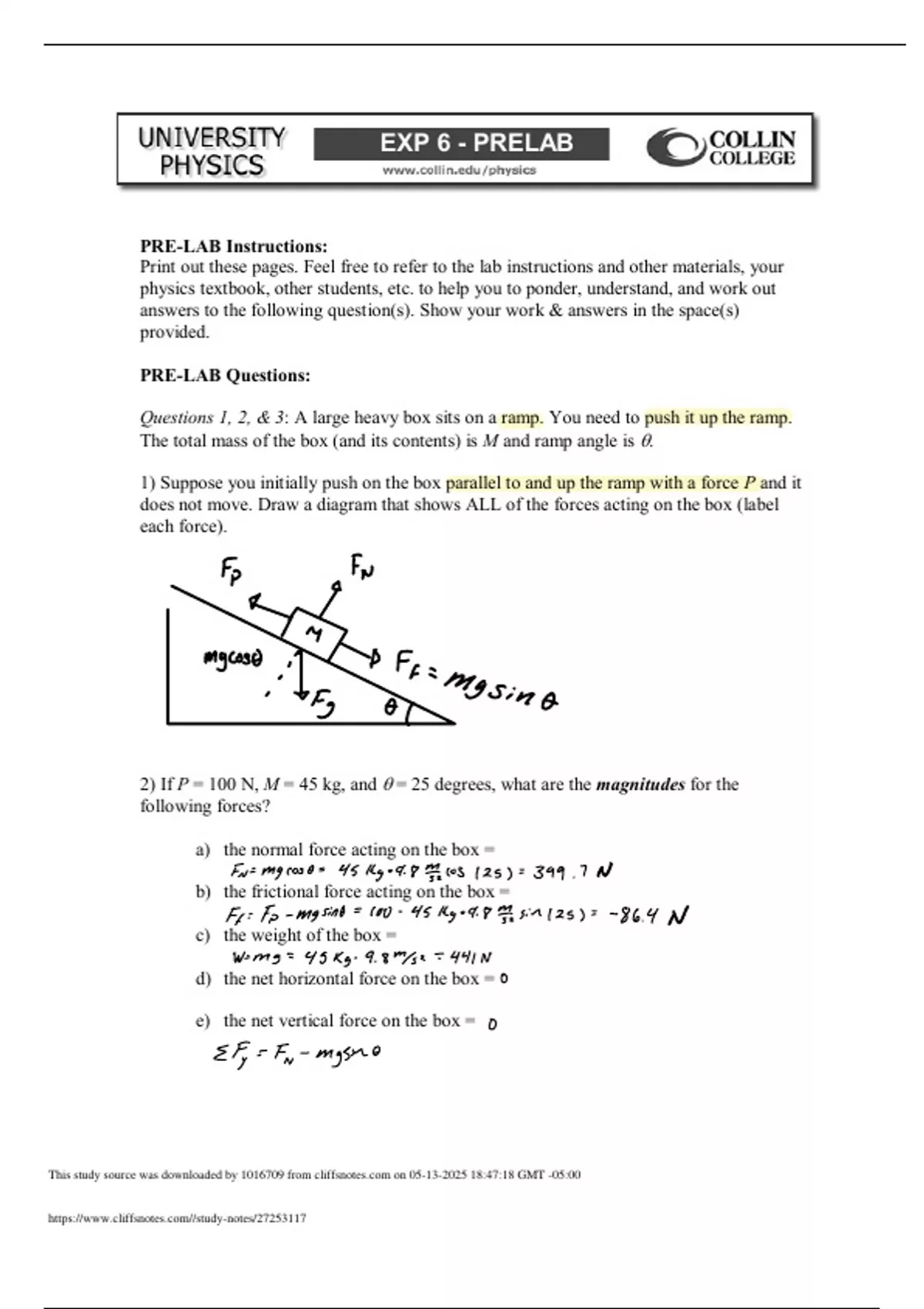 Understanding Forces and Friction in Inclined Plane Physics Questions ...