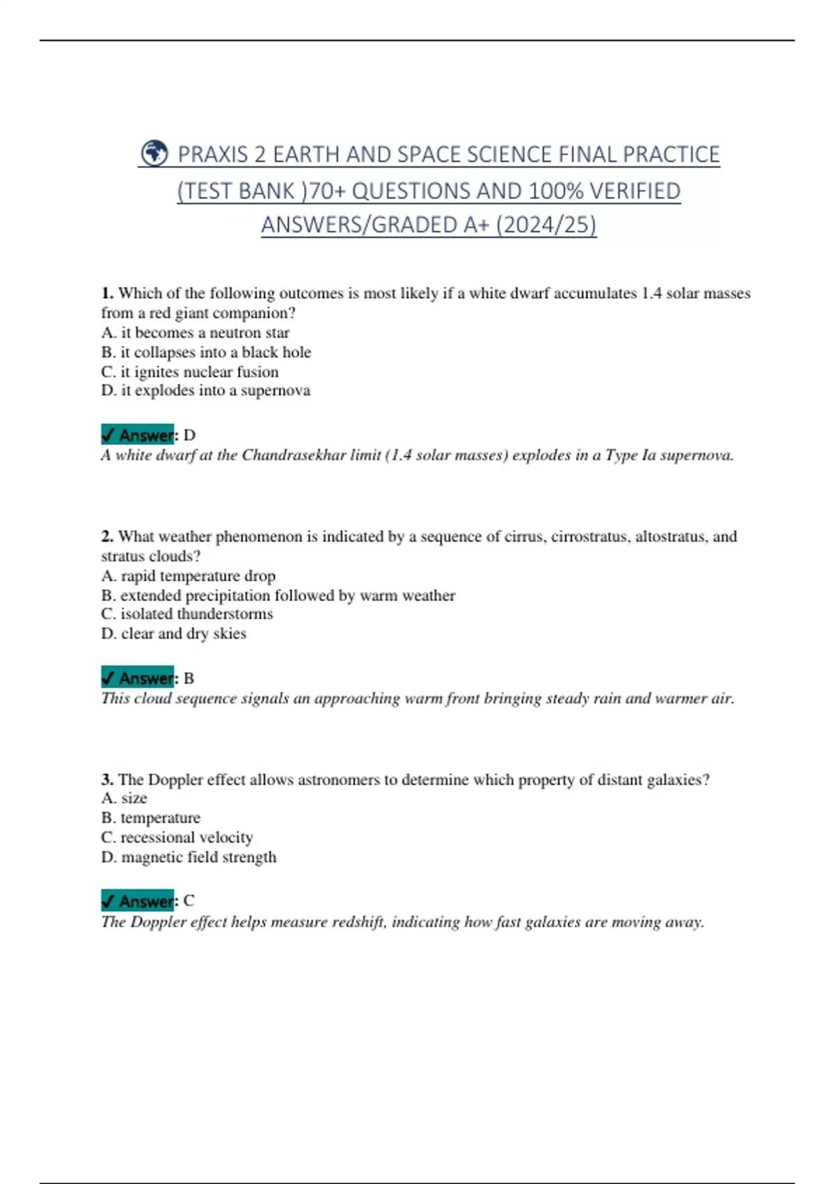 Praxis 2 Earth & Space Science Final Exam Prep – 80+ MCQs with 100% ...
