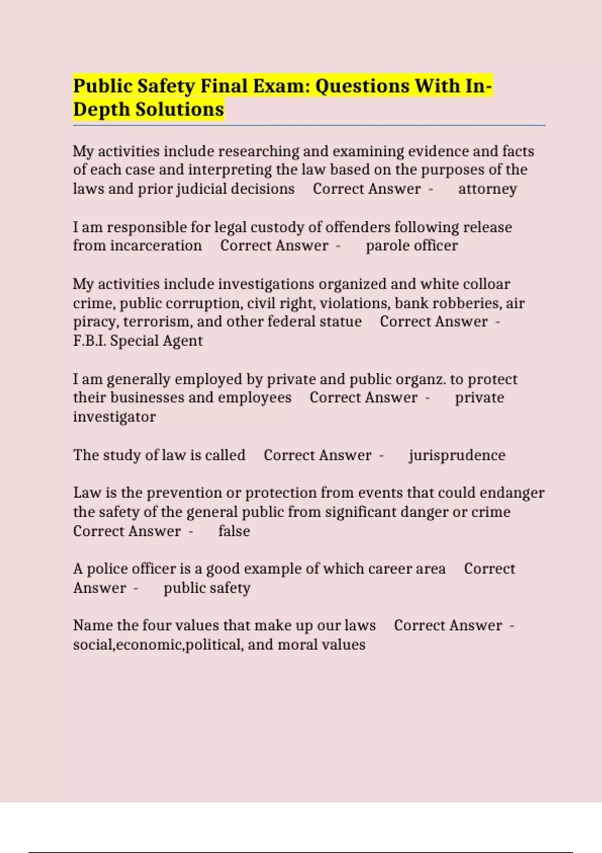 Public Safety Final Exam: Questions With In-Depth Solutions - Public ...