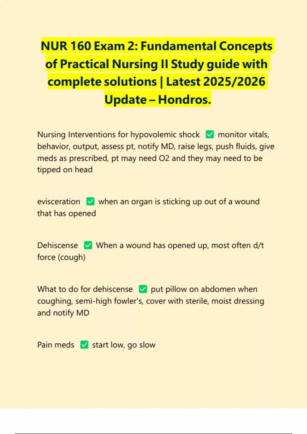 NUR 160 Exam 2: Fundamental Concepts of Practical Nursing II Study ...