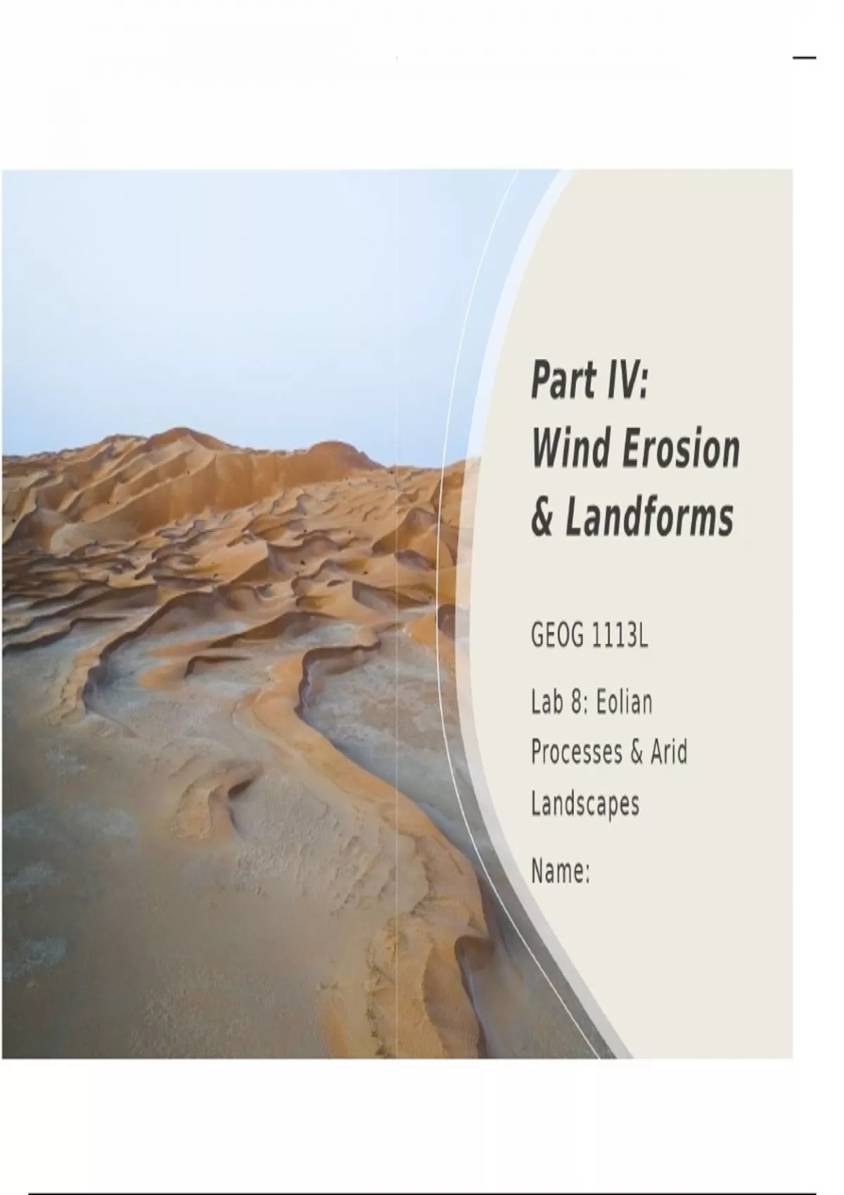 GEOG 1113L – Georgia State University Lab 8 Part IV Assignment | 2025 ...