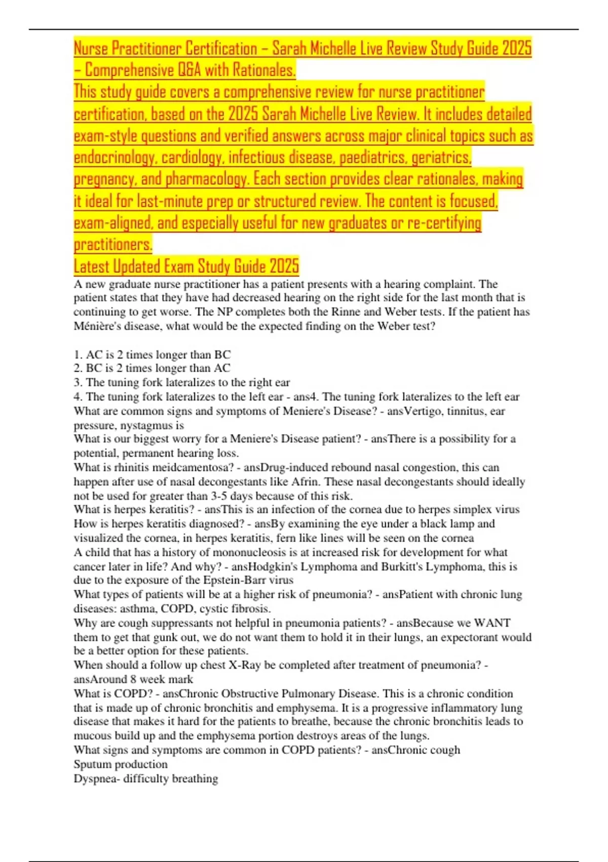 Nurse Practitioner Certification – Sarah Michelle Live Review Study ...