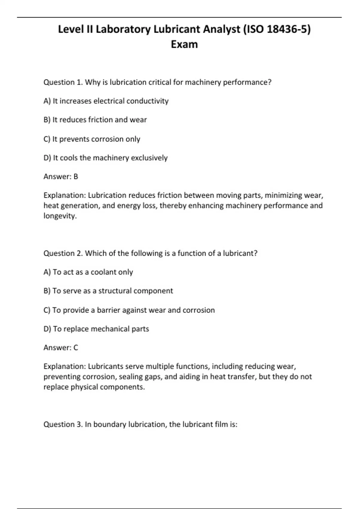 Level II Laboratory Lubricant Analyst (ISO 18436-5) Exam - Computers ...