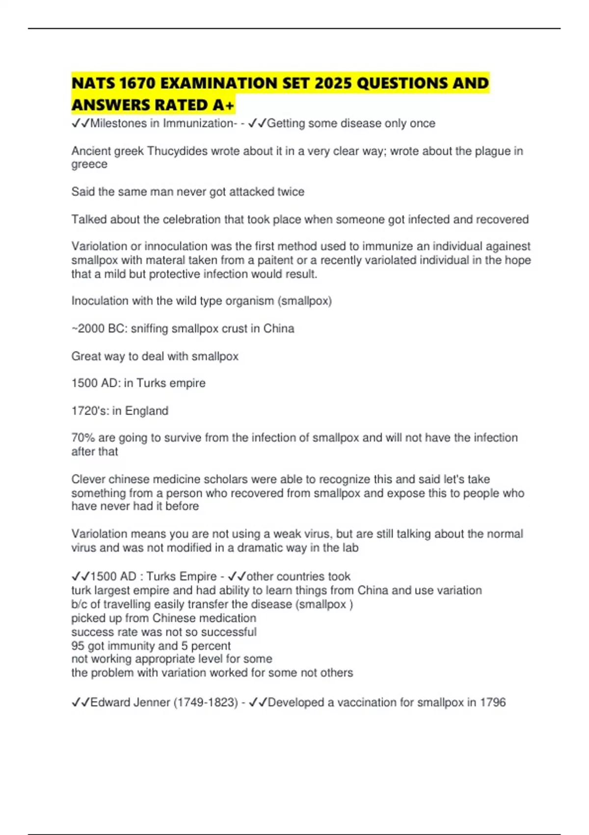 NATS 1670 EXAMINATION SET 2025 QUESTIONS AND ANSWERS RATED A+ - NATS ...