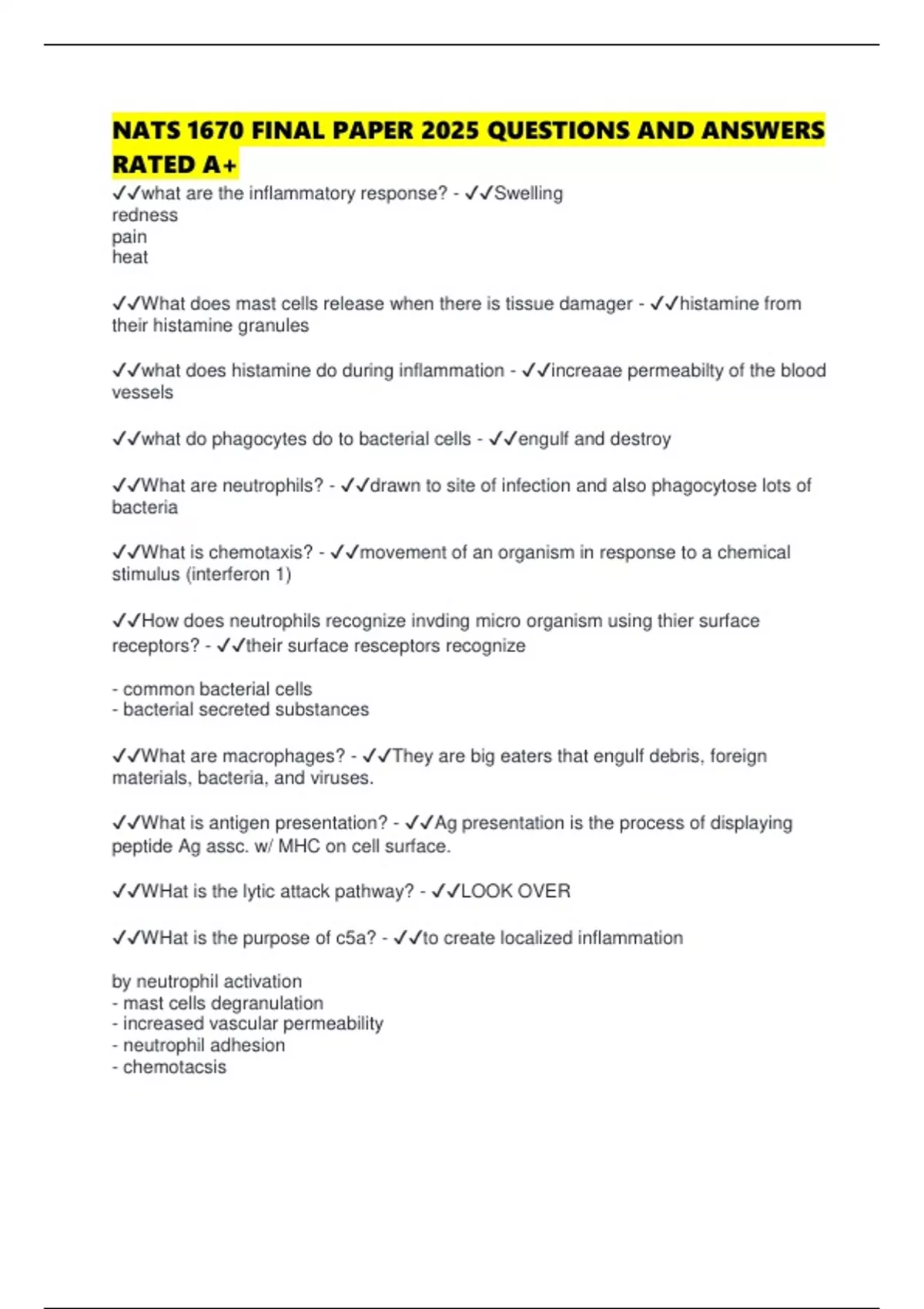 NATS 1670 FINAL PAPER 2025 QUESTIONS AND ANSWERS RATED A+ - NATS 1670 ...