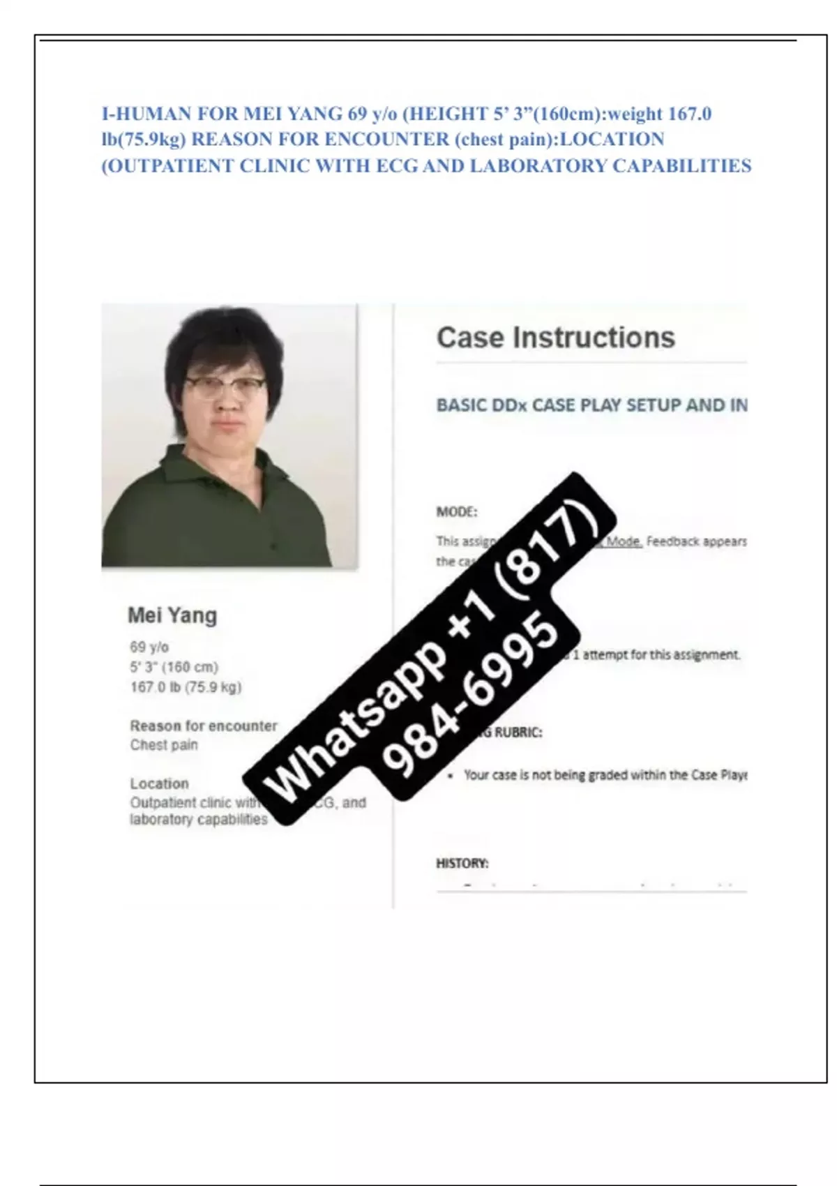 I-HUMAN FOR MEI YANG 69 y/o (HEIGHT 5’ 3”(160cm):weight 167.0 lb(75.9kg ...