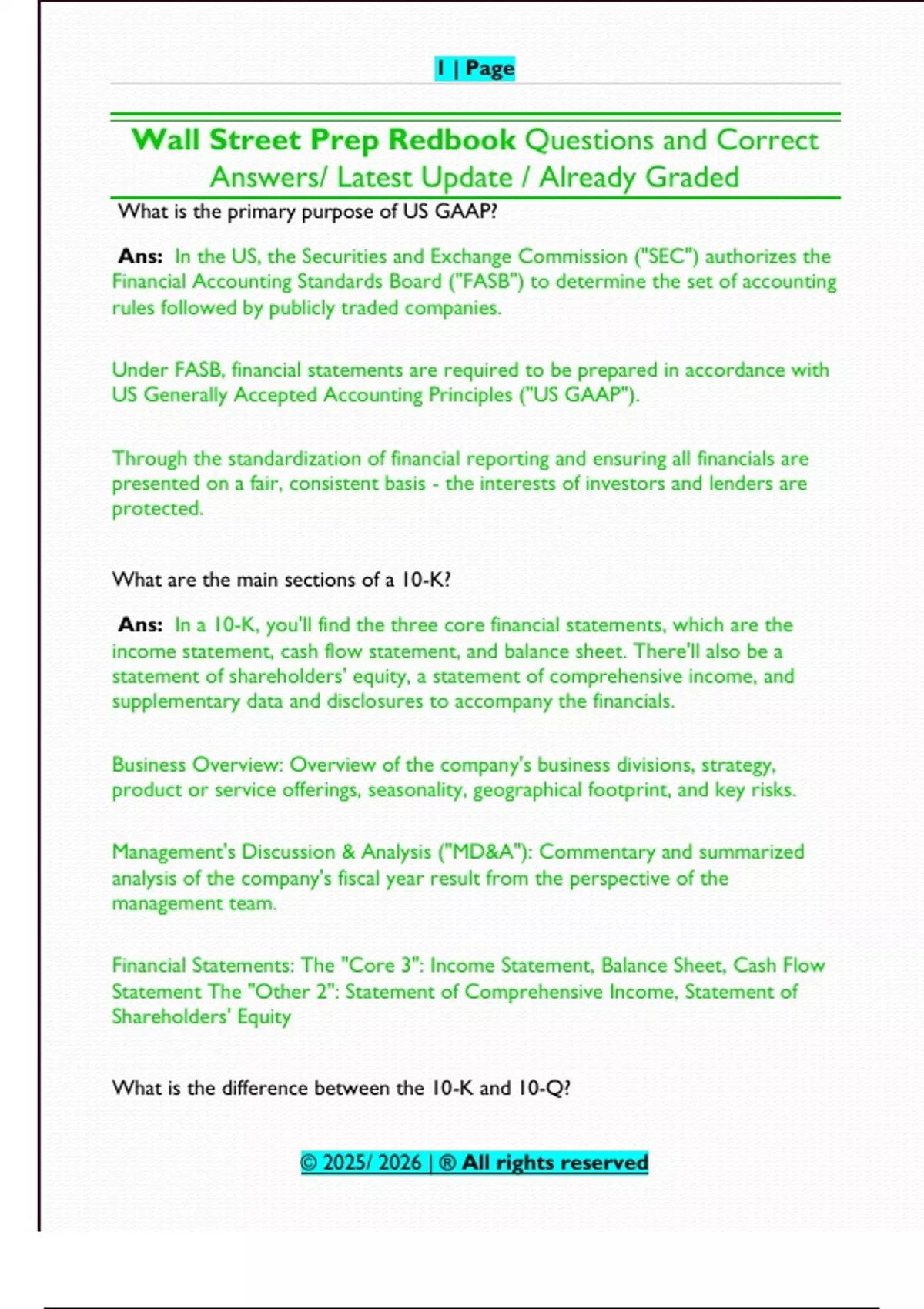 Wall Street Prep – Redbook Questions and Correct Answers (2025/2026 ...