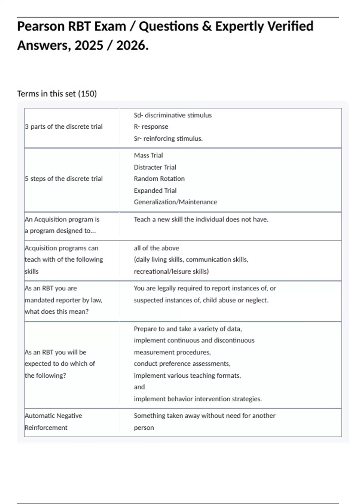 Pearson RBT Exam / Questions & Expertly Verified Answers, 2025 / 2026 ...