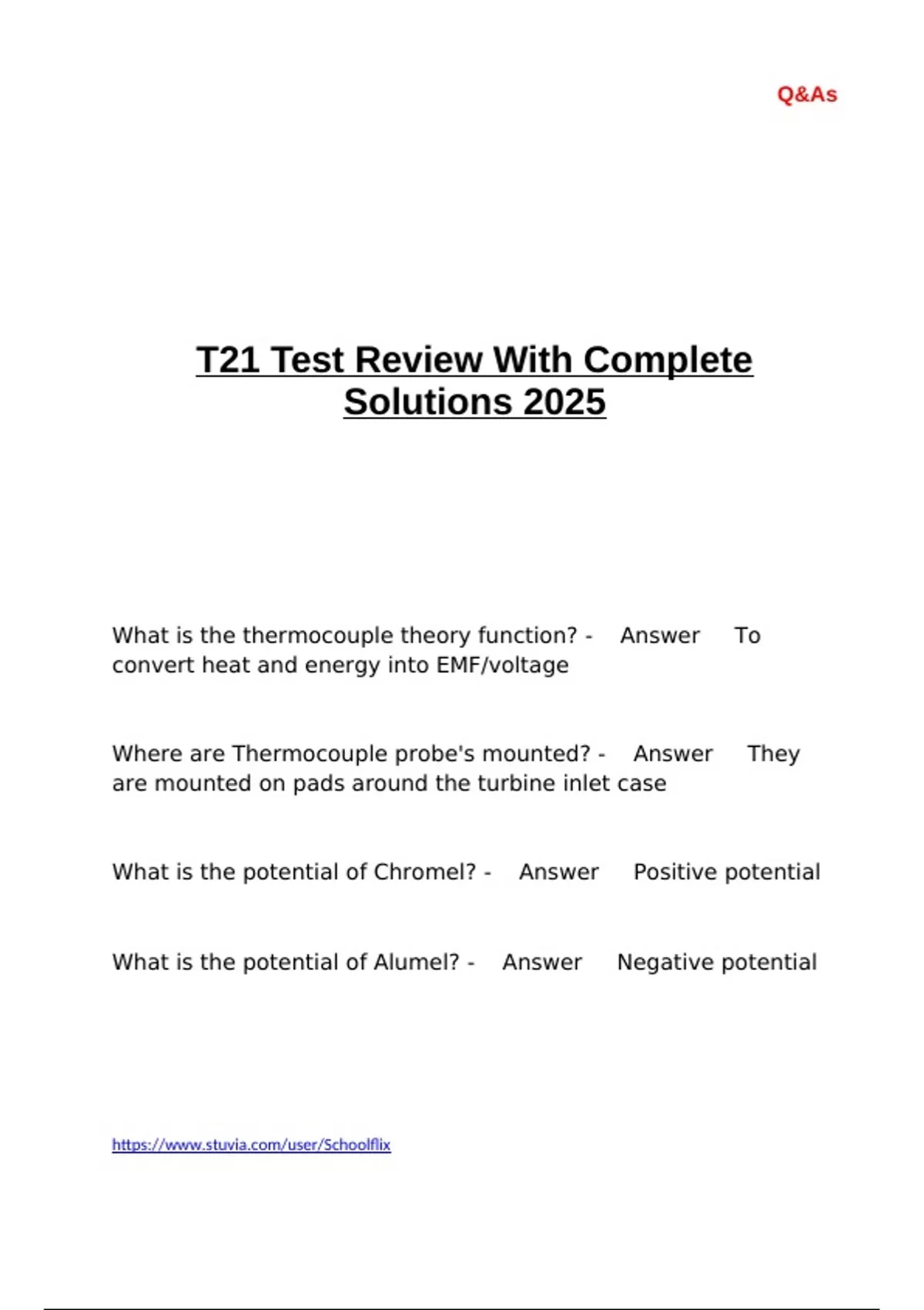 T21 Test Review With Complete Solutions 2025 - T21 - Stuvia US