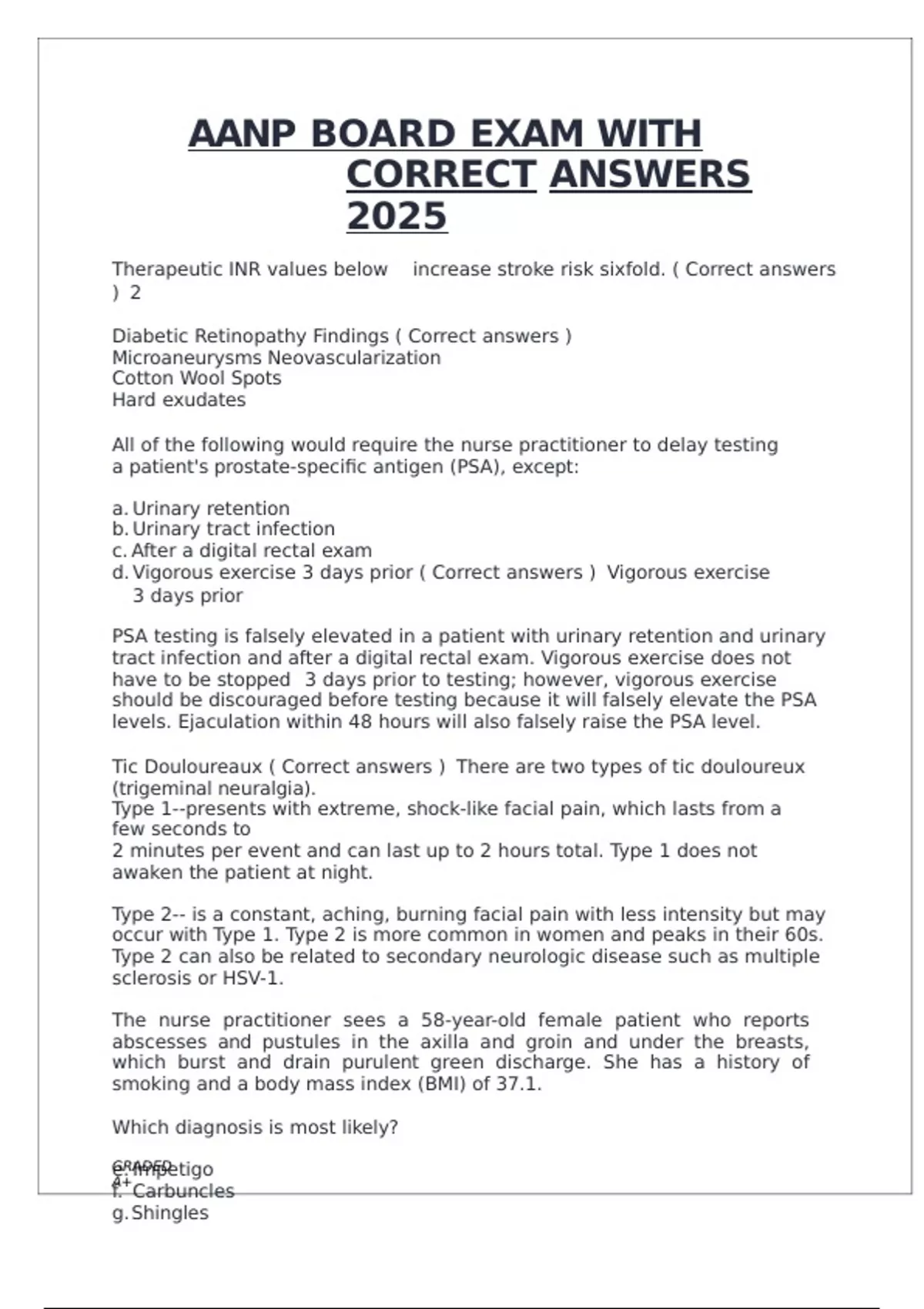 AANP BOARD EXAM WITH CORRECT ANSWERS 2025 - AANP BOARD EXA - Stuvia US