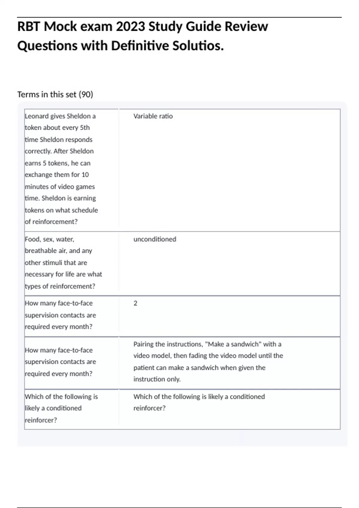 RBT Mock exam 2023 Study Guide Review Questions with Definitive ...
