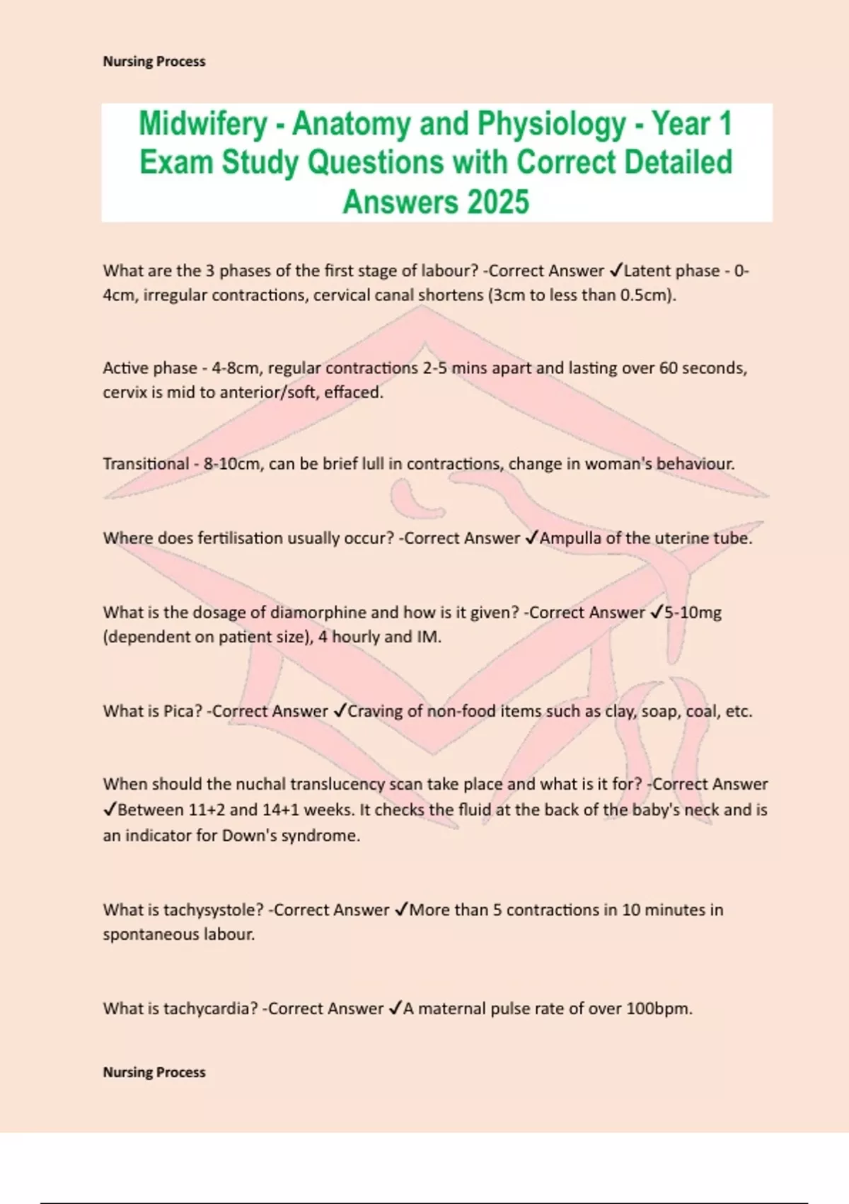 Midwifery - Anatomy and Physiology - Year 1 Exam Study Questions with ...