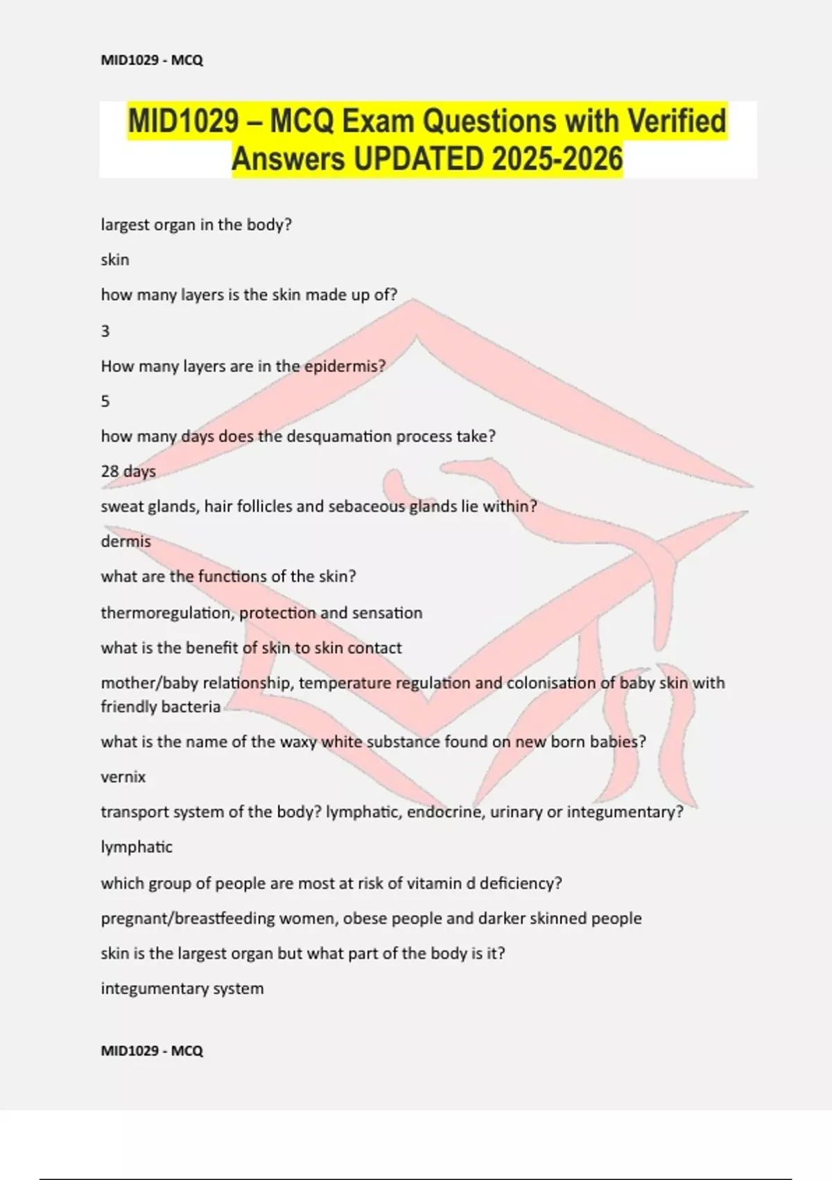 MID1029 – MCQ Exam Questions with Verified Answers UPDATED - MID1029 ...