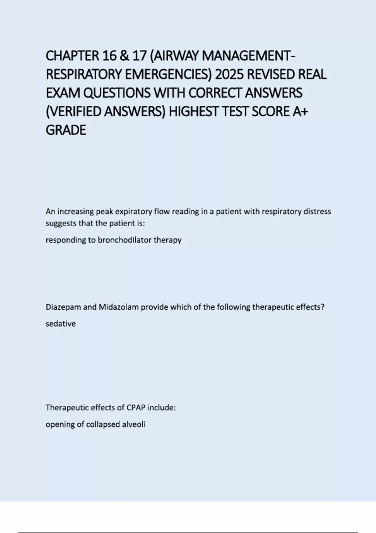 CHAPTER 16 & 17 (AIRWAY MANAGEMENT - RESPIRATORY EMERGENCIES) 2025 ...
