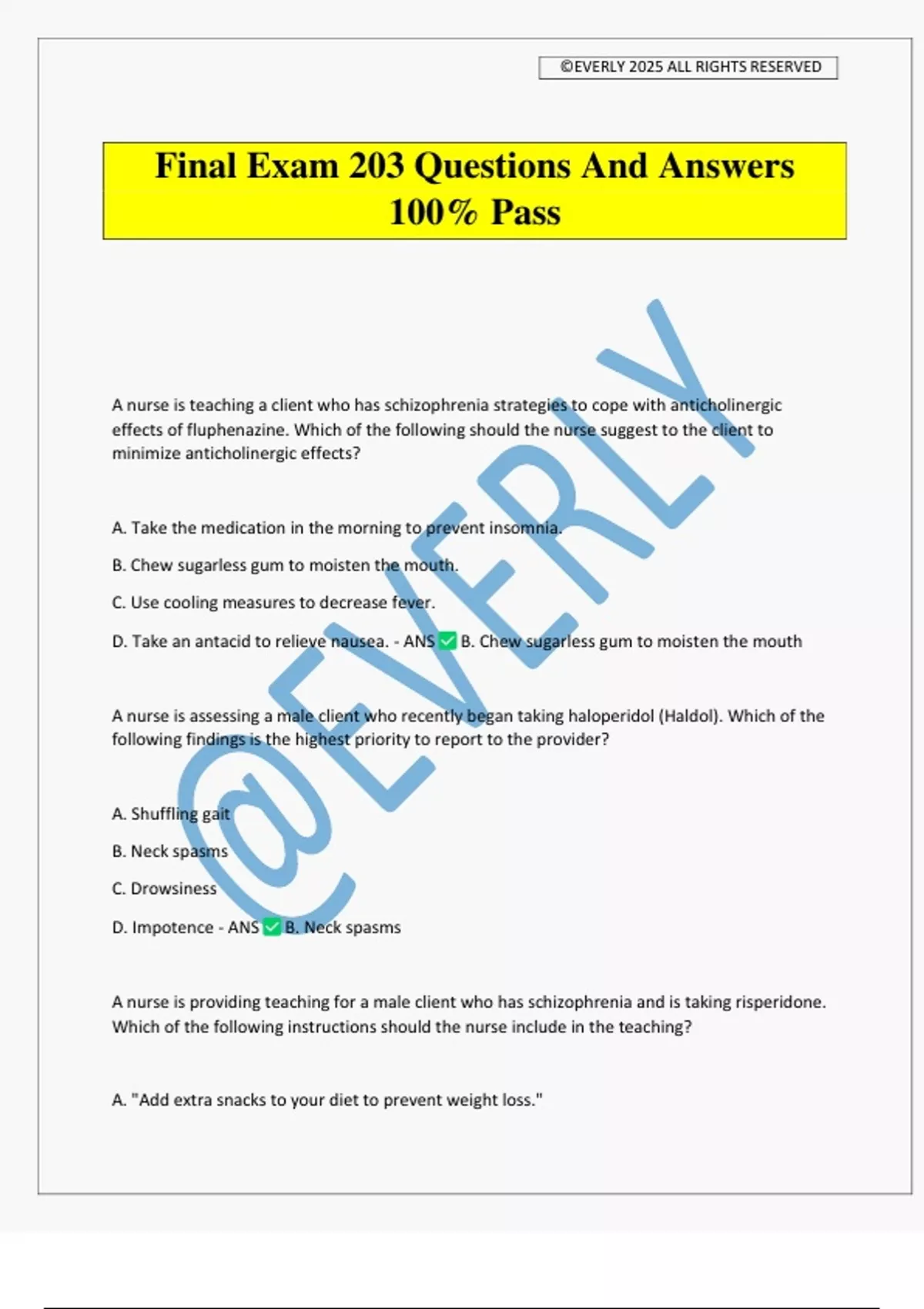 Final Exam 203 Questions And Answers 100% Pass - 203 - Stuvia US