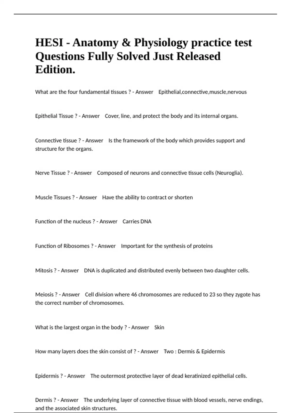Hesi Anatomy Practice Test Free HESI A2 Practice Test (2025) 125 HESI