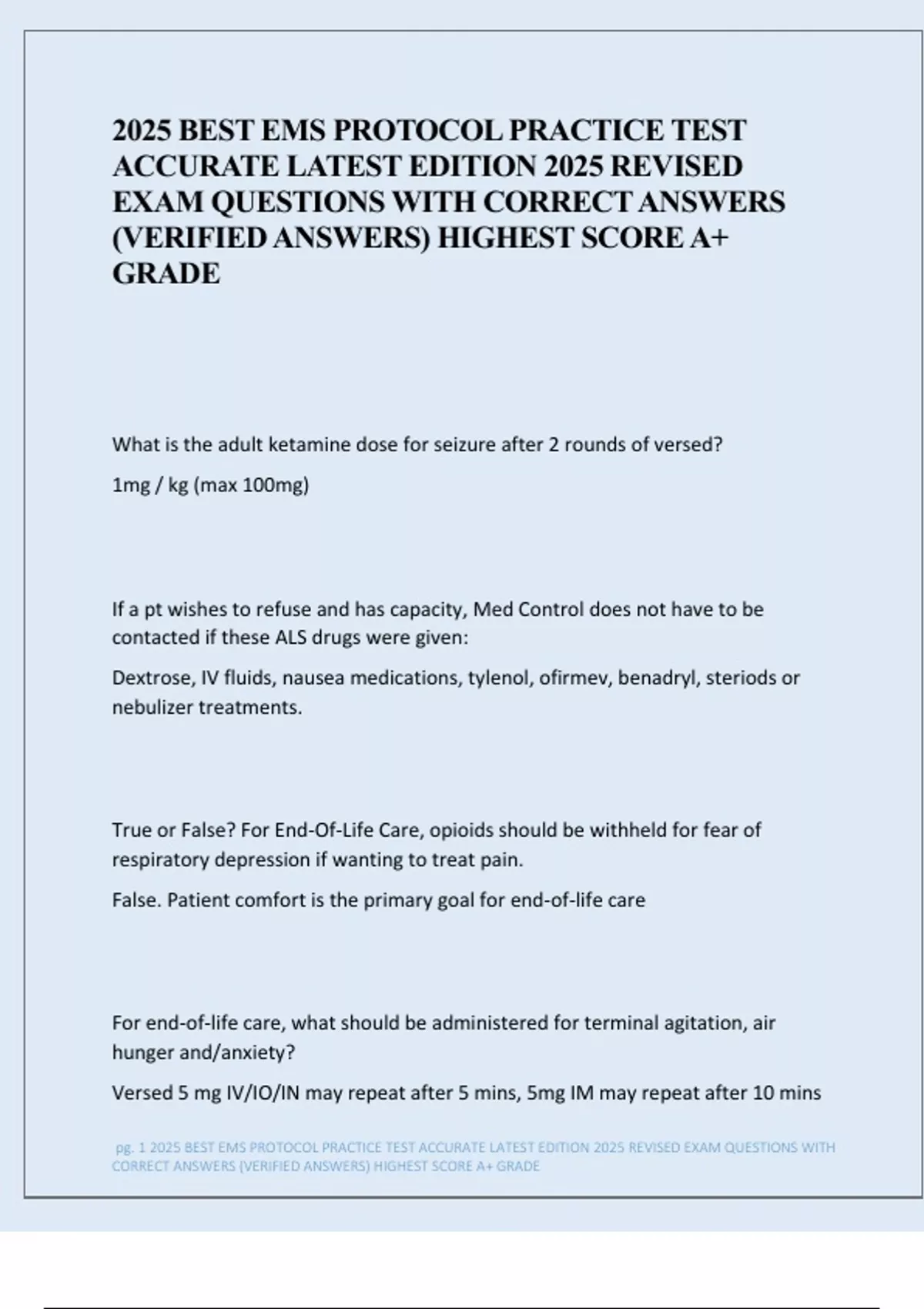 2025 BEST EMS PROTOCOL PRACTICE TEST ACCURATE LATEST EDITION 2025 ...