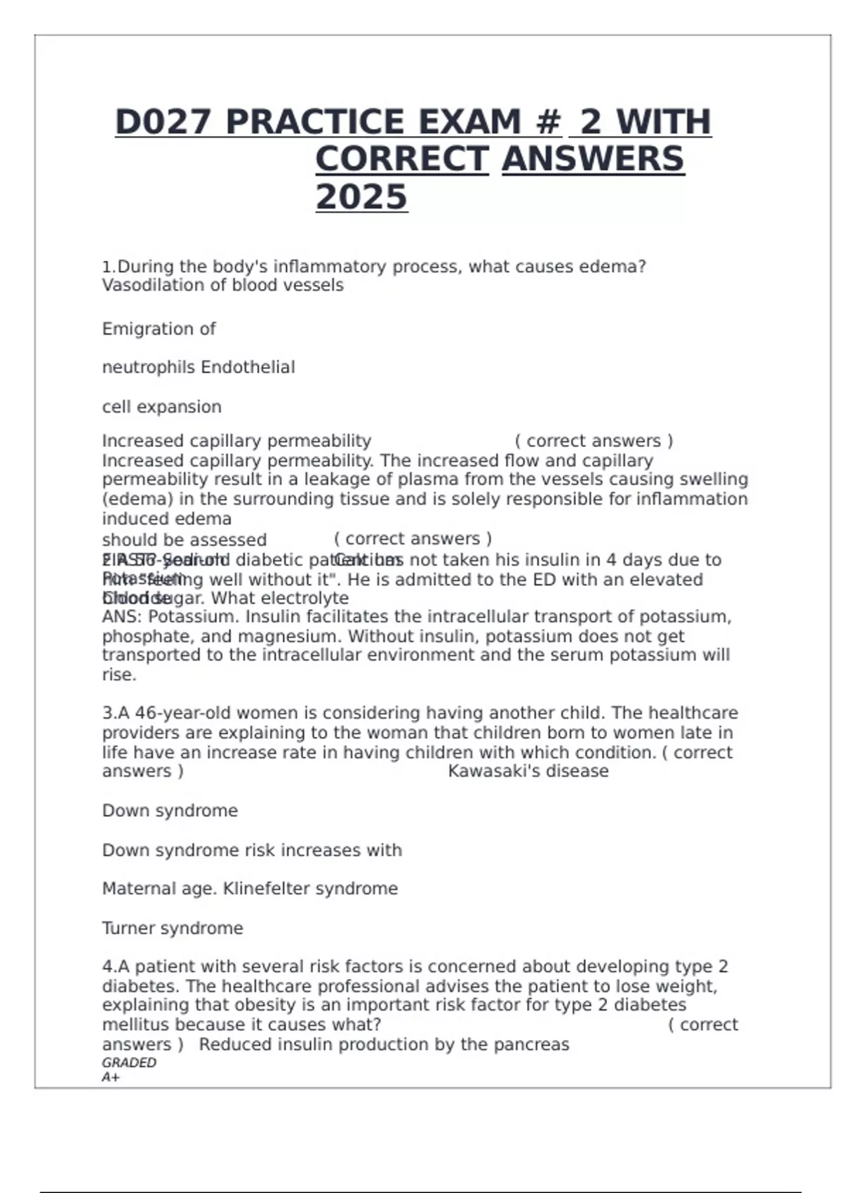 D027 PRACTICE EXAM # 2 WITH CORRECT ANSWERS 2025 - D027 PRACTICE EX - Stuvia US