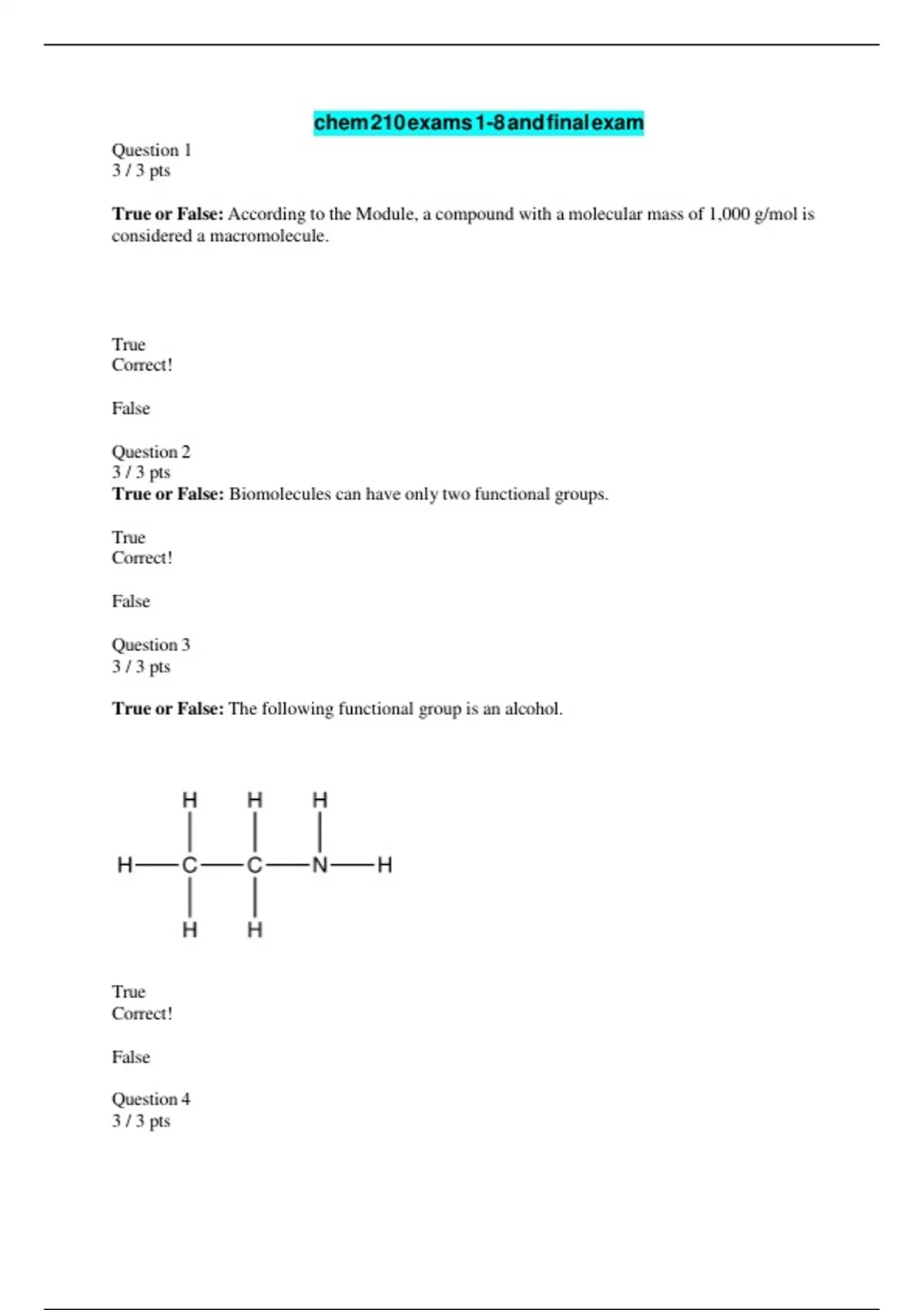CHEM 210 Biochemistry Module 1 to 8 Exams' & Final Exam (2025 / 2026 ...