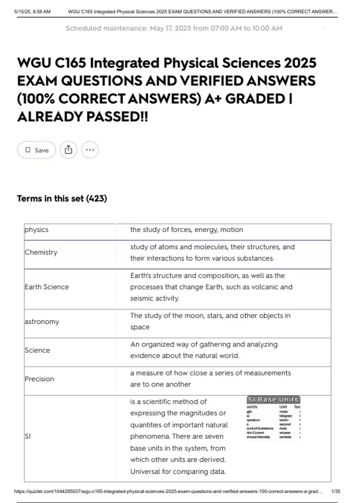 WGU C165 Integrated Physical Sciences 2025 EXAM QUESTIONS AND VERIFIED ...
