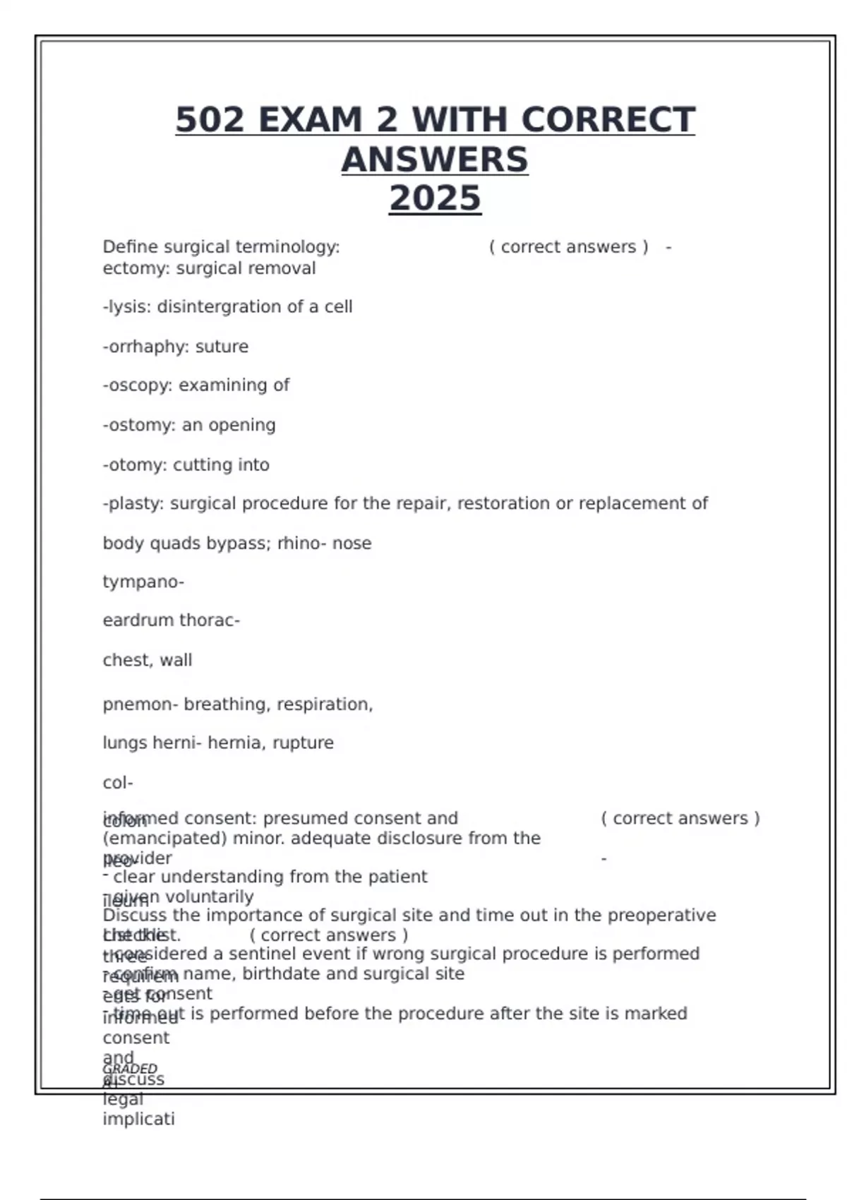 502 EXAM 2 WITH CORRECT ANSWERS 2025 - 502 EXA32 - Stuvia US